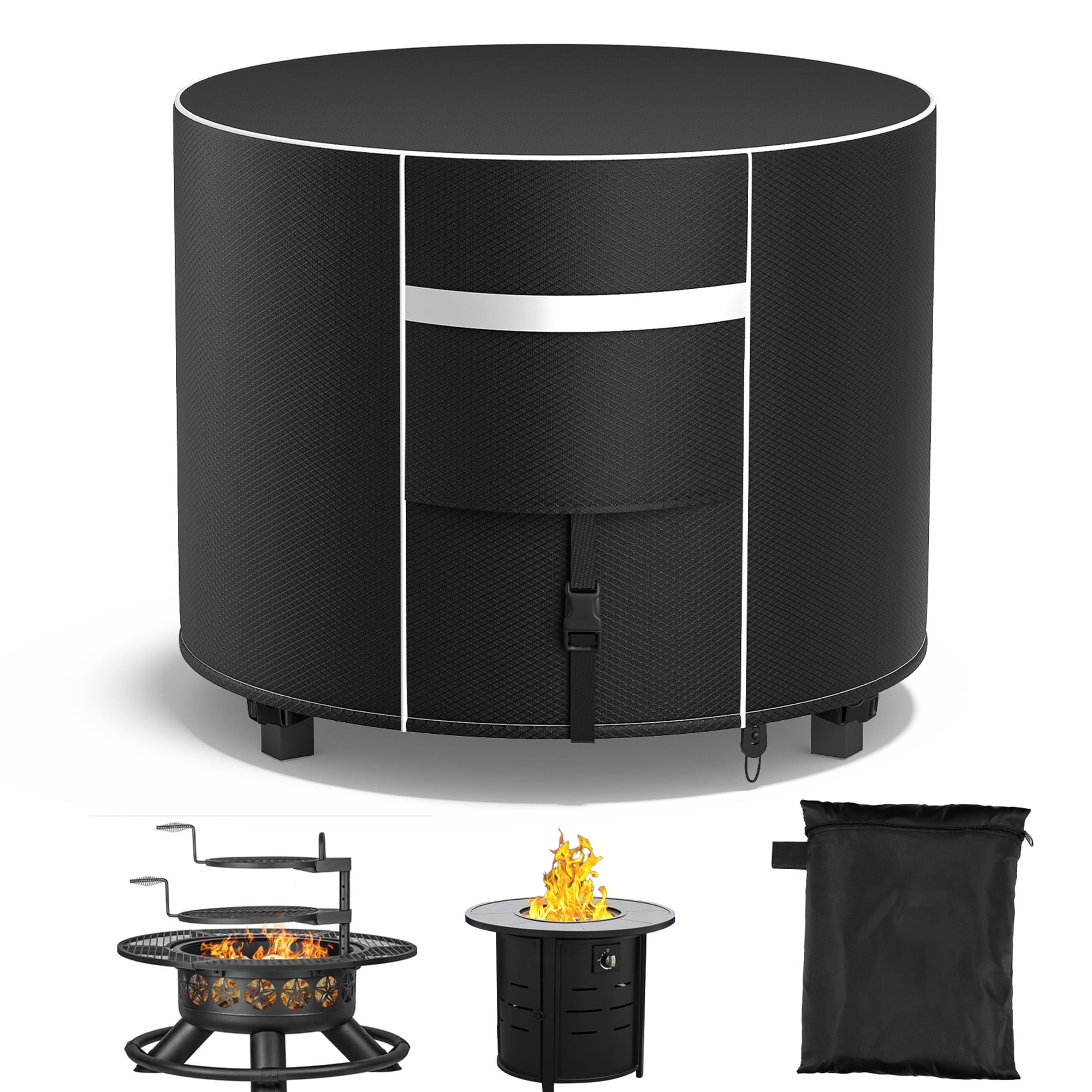 COSYUMI Fire Pit Cover, Round Fire Pit Covers Waterproof 420D Heavy ...