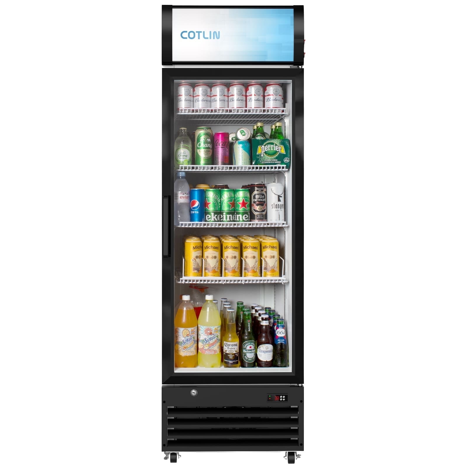 COTLIN Commercial Beverage Refrigerator, 9 Cu.Ft Glass Door Cooler ...