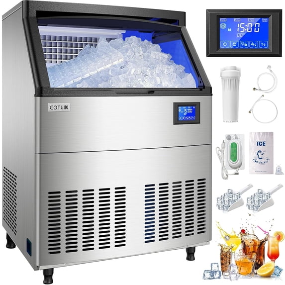COTLIN 26" 320LBS/24H Air Cooled Freestanding Stainless Steel ...