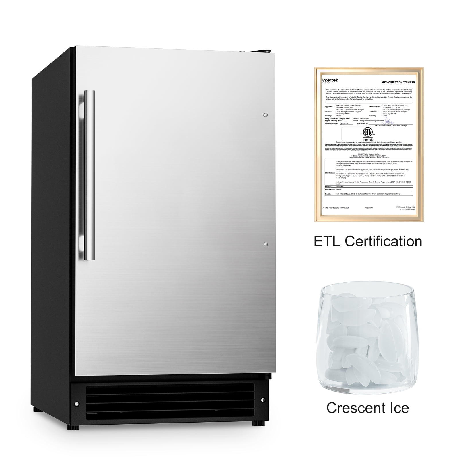 COTLIN Under Counter Ice Maker Machine, 22 LBS/24H Drainless Ice Maker ...