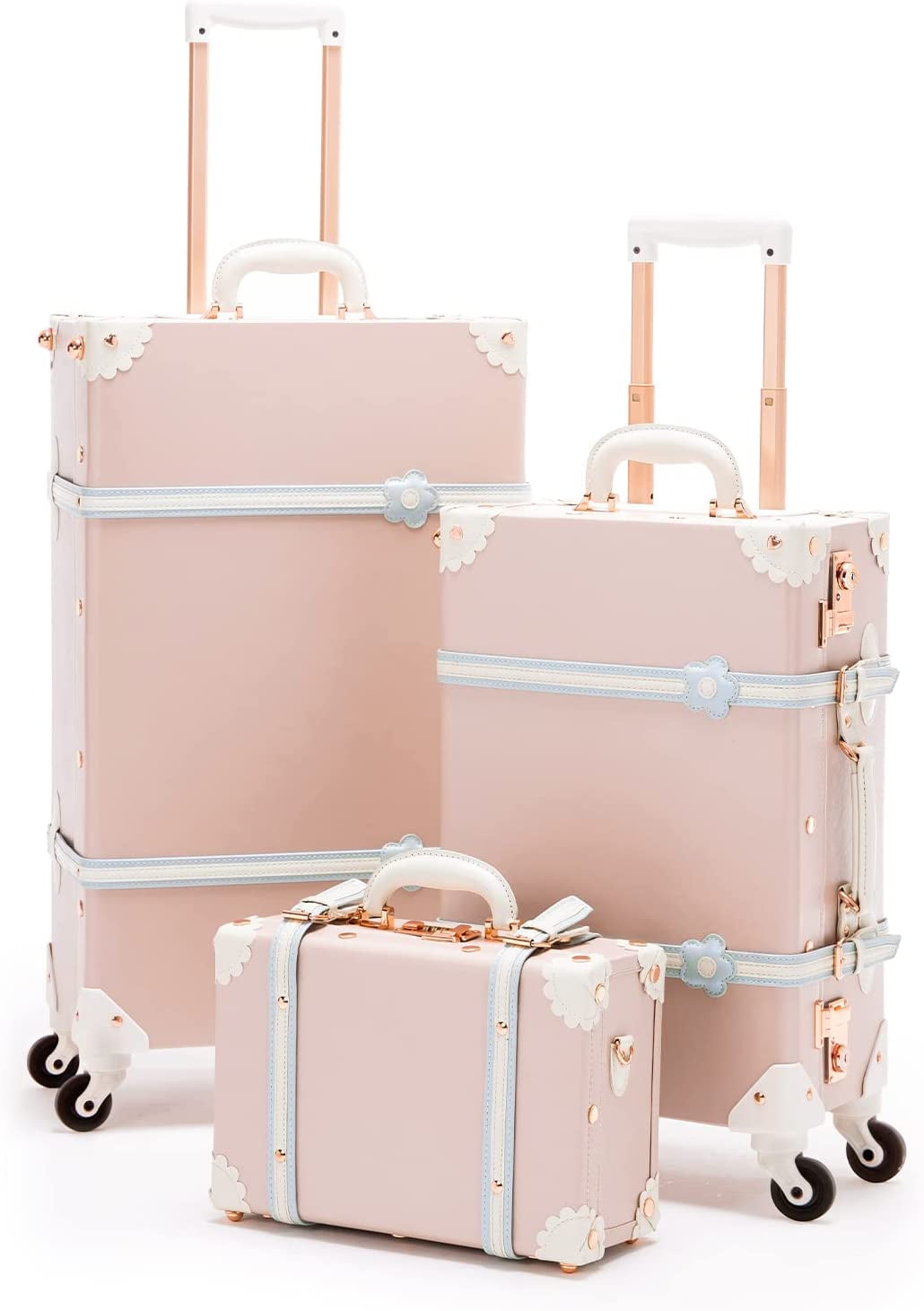 COTRUNKAGE 3 Piece Vintage Luggage Set TSA Lock Vintage Suitcase with ...