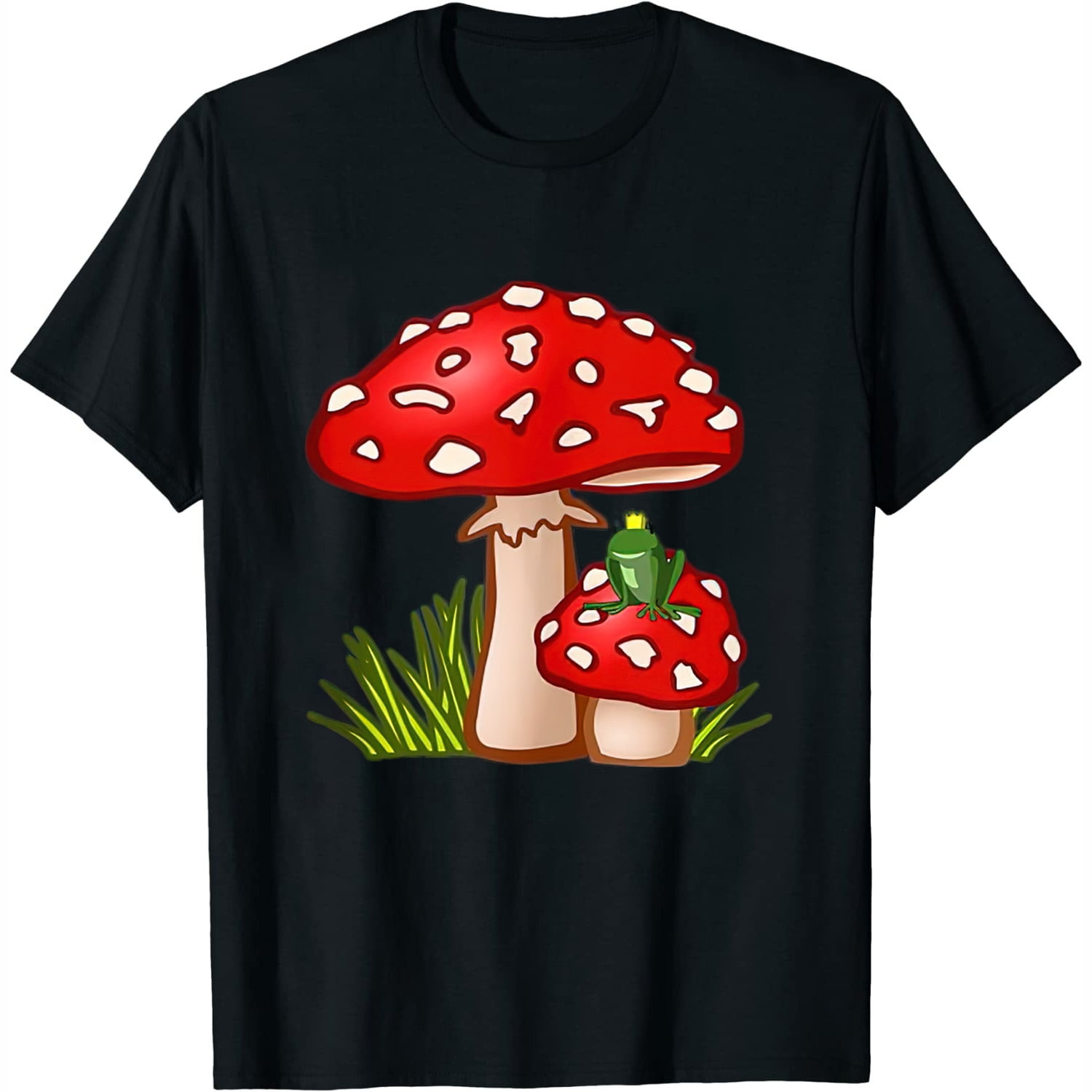 COTTAGE CORE FROG PRINCE TOAD STOOL MUSHROOMS T Shirt Black Medium ...