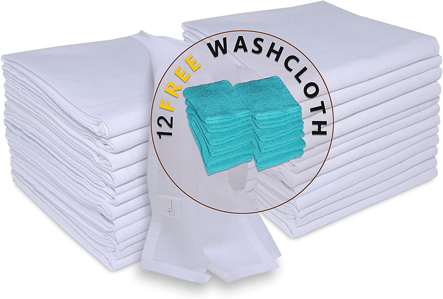 COTTON HOMES 24 Pack Kitchen Towels, Baking Cloth, Tea Towel, 100% ...