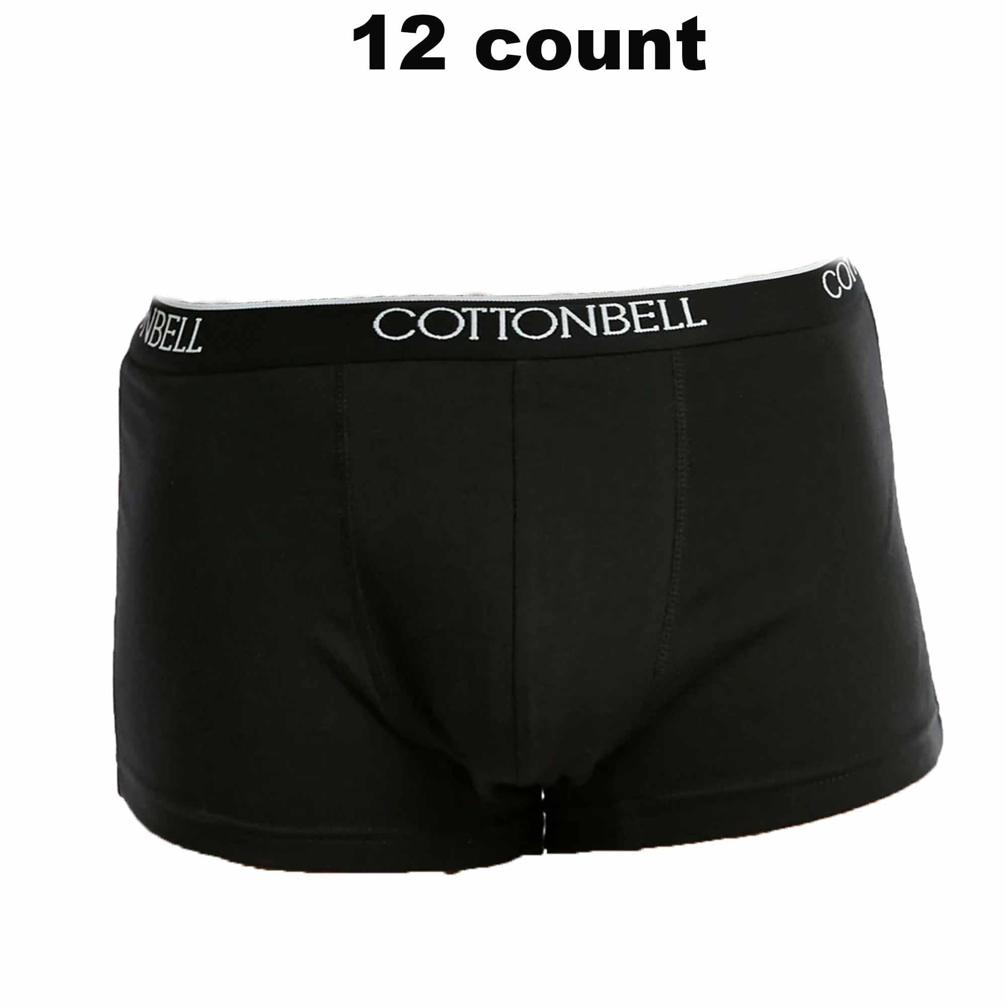 Cottonbell Men's Classic Boxer Trunks Black, Size 2XL and Pack 12 ...