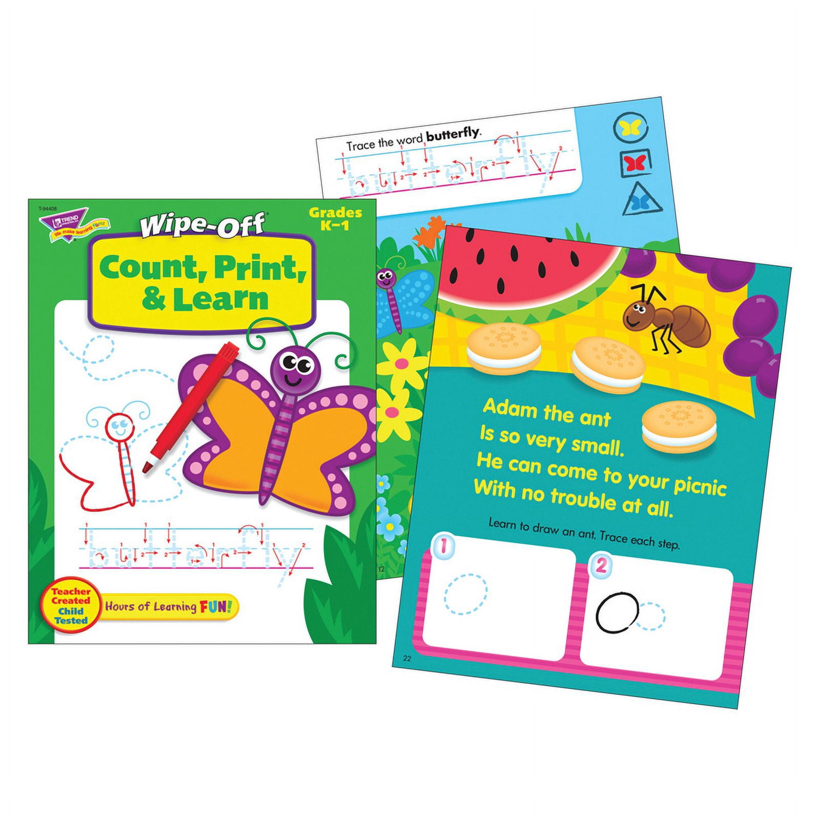 TREND ENTERPRISES INC. T-94408 COUNT PRINT & LEARN 28PG WOB WIPE OFF ...