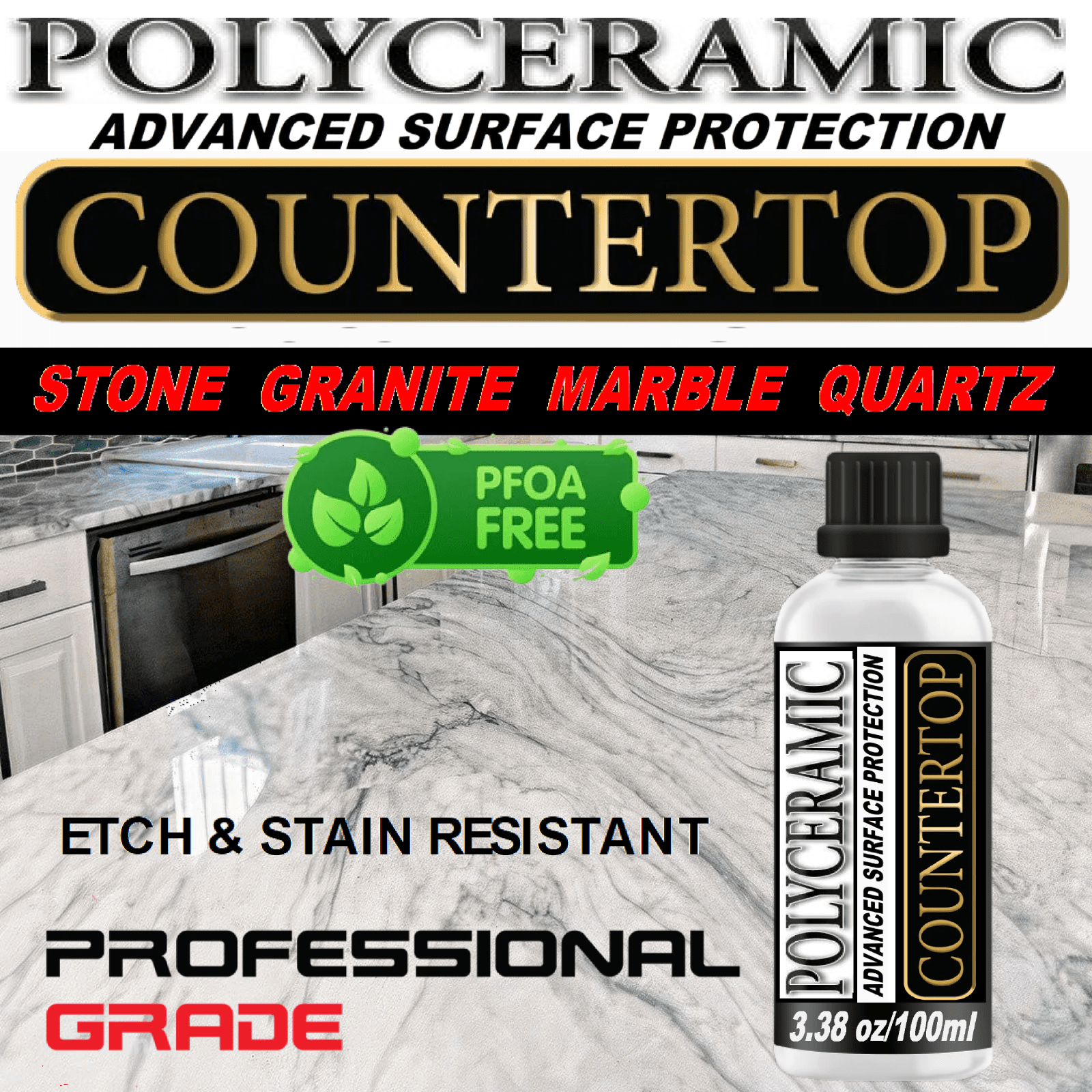 COUNTERTOP SEALER PROFESSIONAL GRANITE, STONE, MARBLE POLYCERAMIC ...