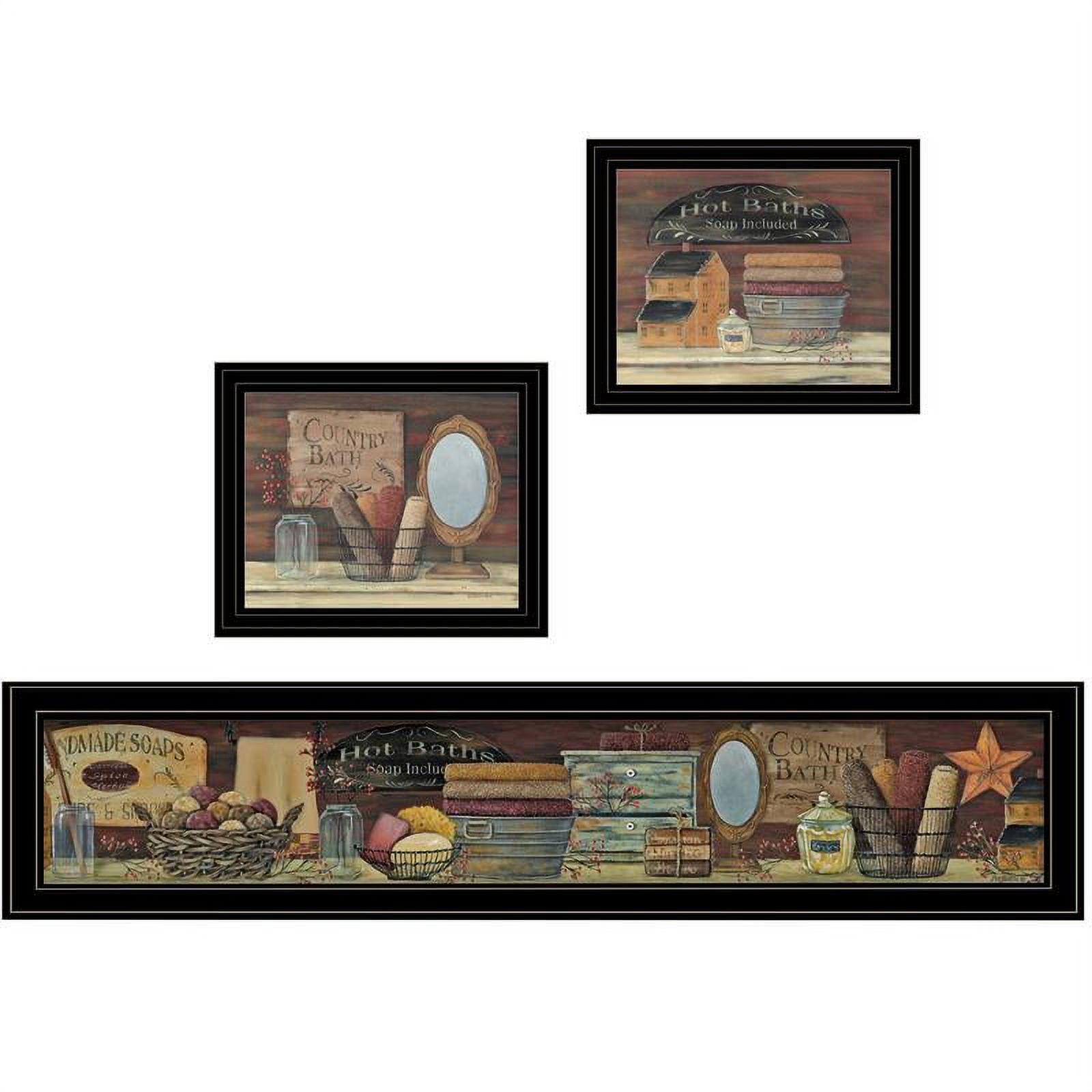 COUNTRY BATH II 3-Pc Vignette by Pam Britten Printed Wall Art Wood ...