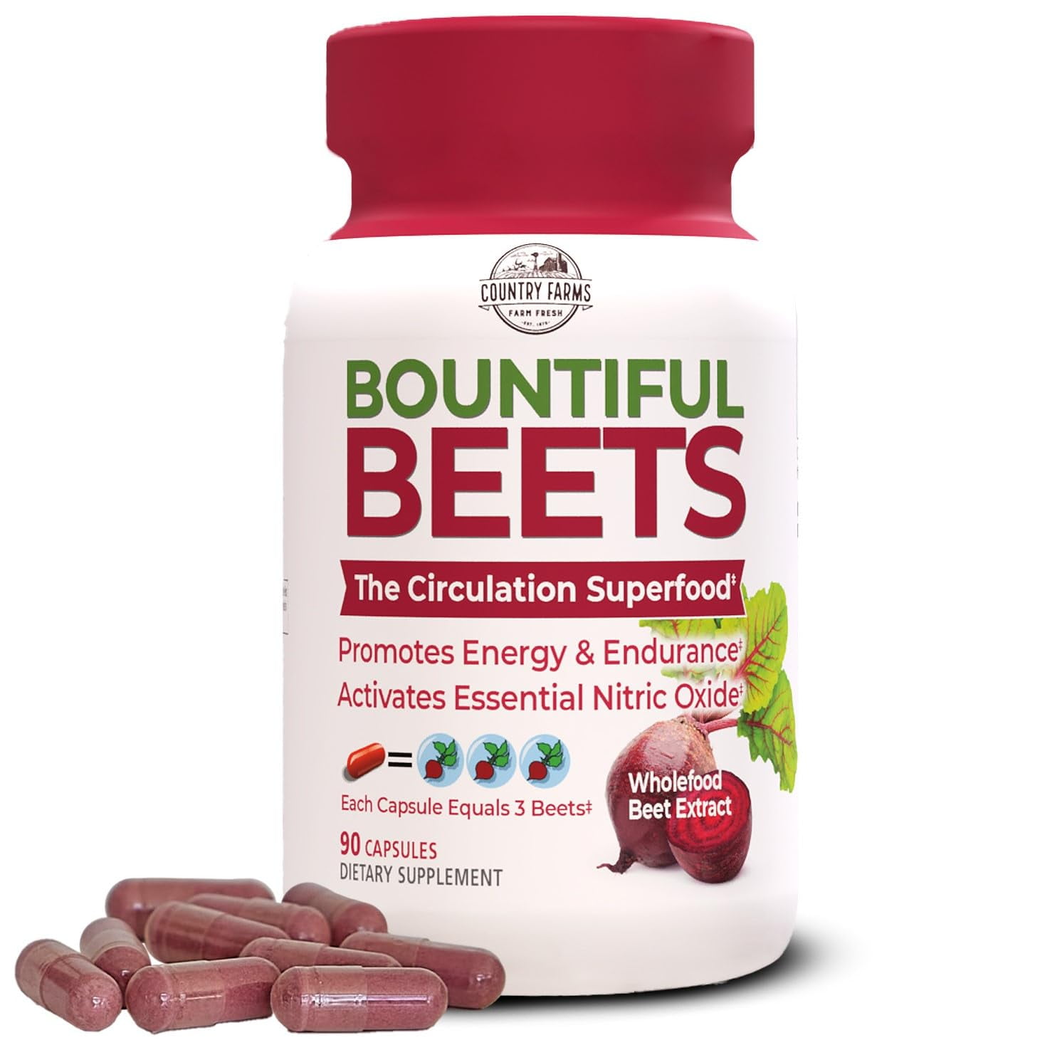 COUNTRY FARMS BountifulTRDN Beets Capsules, Wholefood Beet Extract ...
