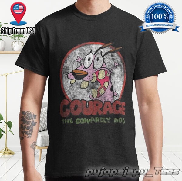 COURAGE THE COWARDLY Vintage Classic American Funny Logo Men's TShirt ...