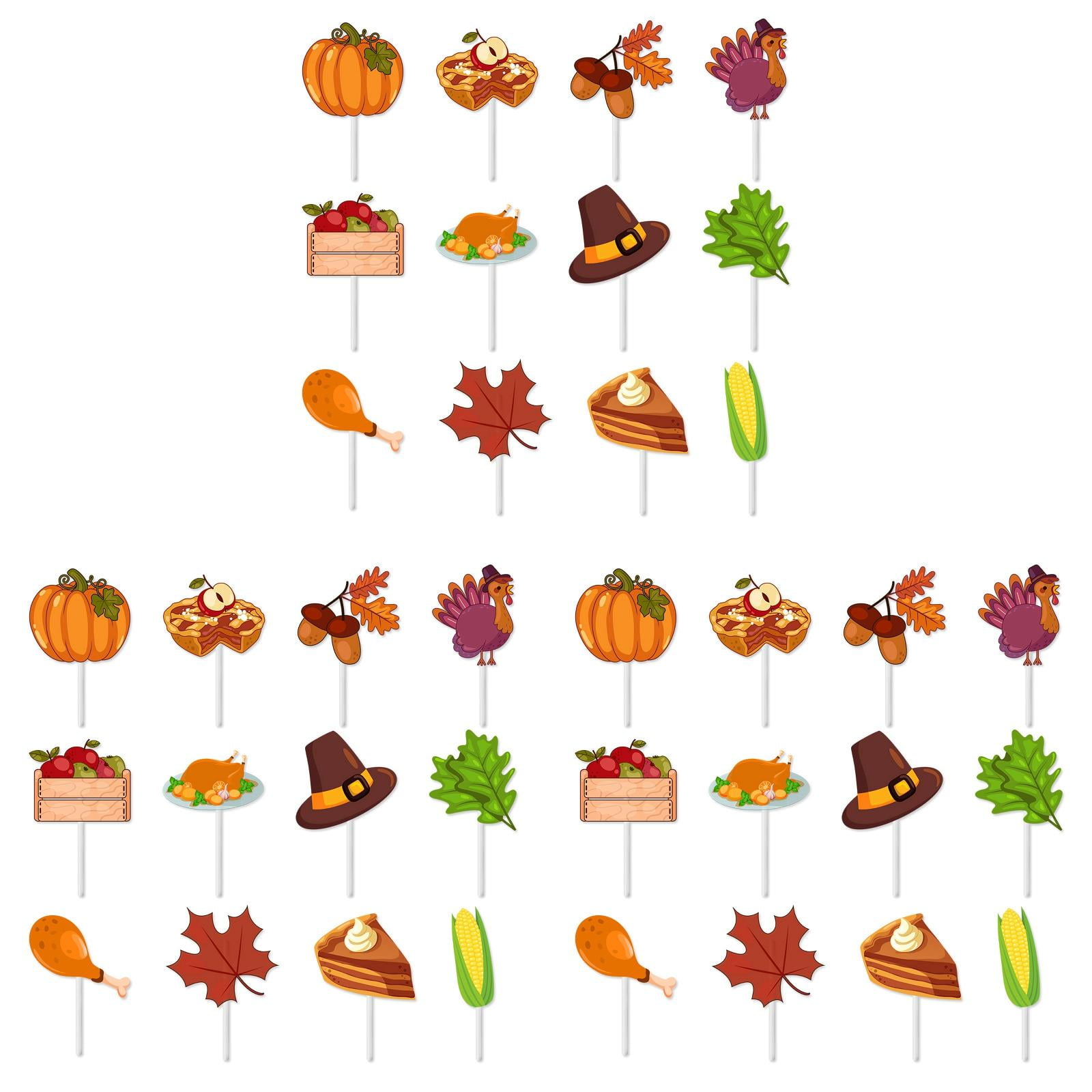 COURAGEDG 12 Thanksgiving Cupcake Toppers Pumpkin Maple Toppers Fall ...