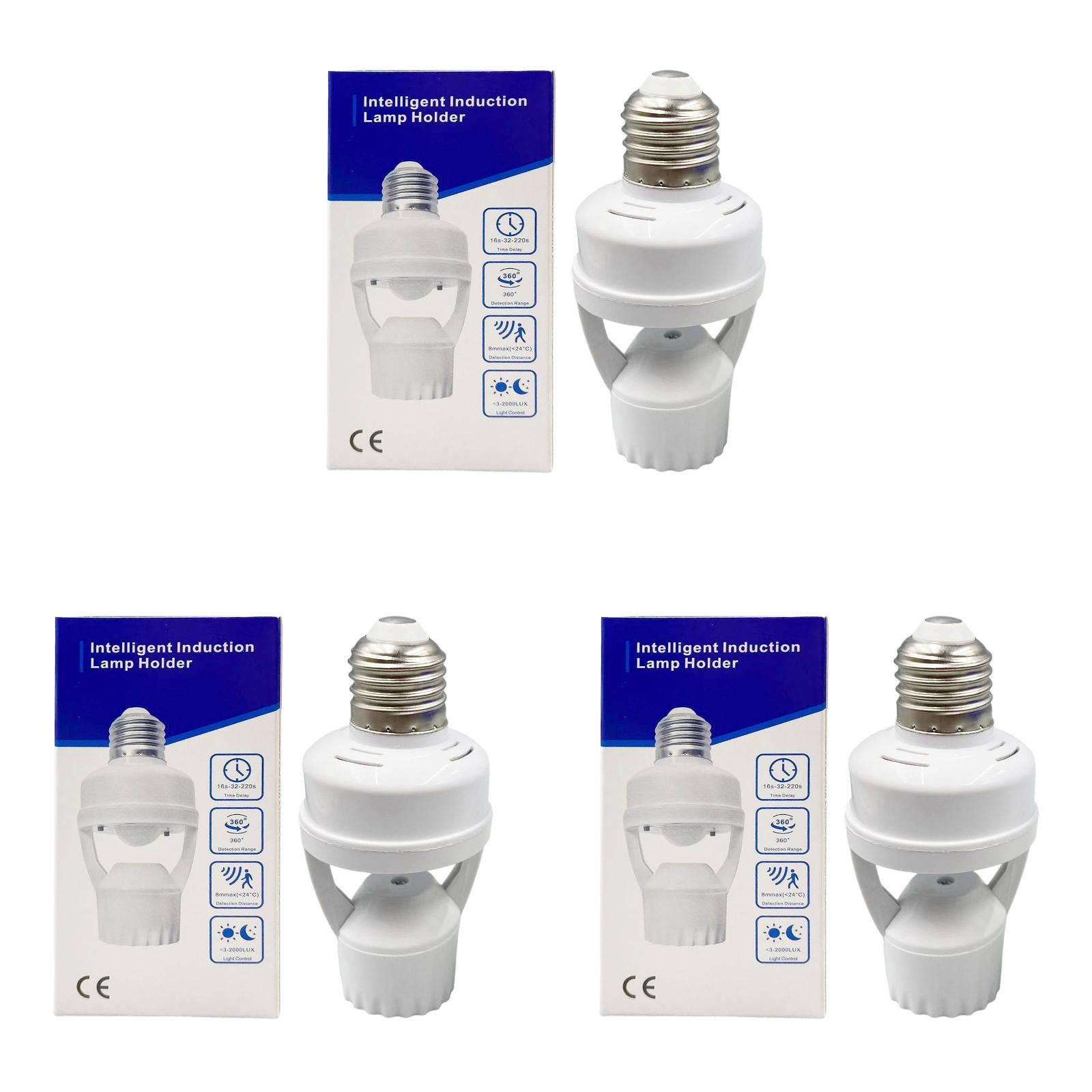 COURAGEDG Motion Sensor Light Socket PIR Motion E27 Screw Bulb Adapter ...