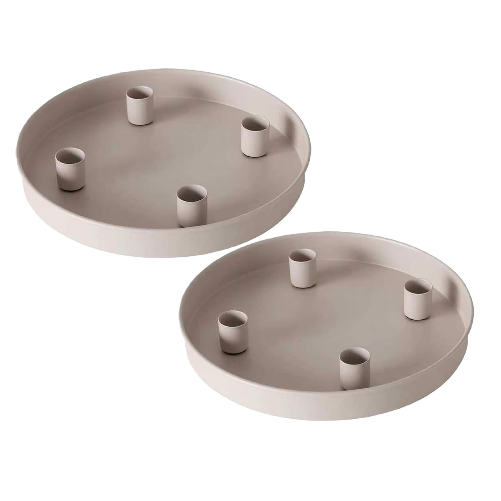 COURAGEDG Round Metal Taper Candle Holder Tray Candlestick Holder With ...