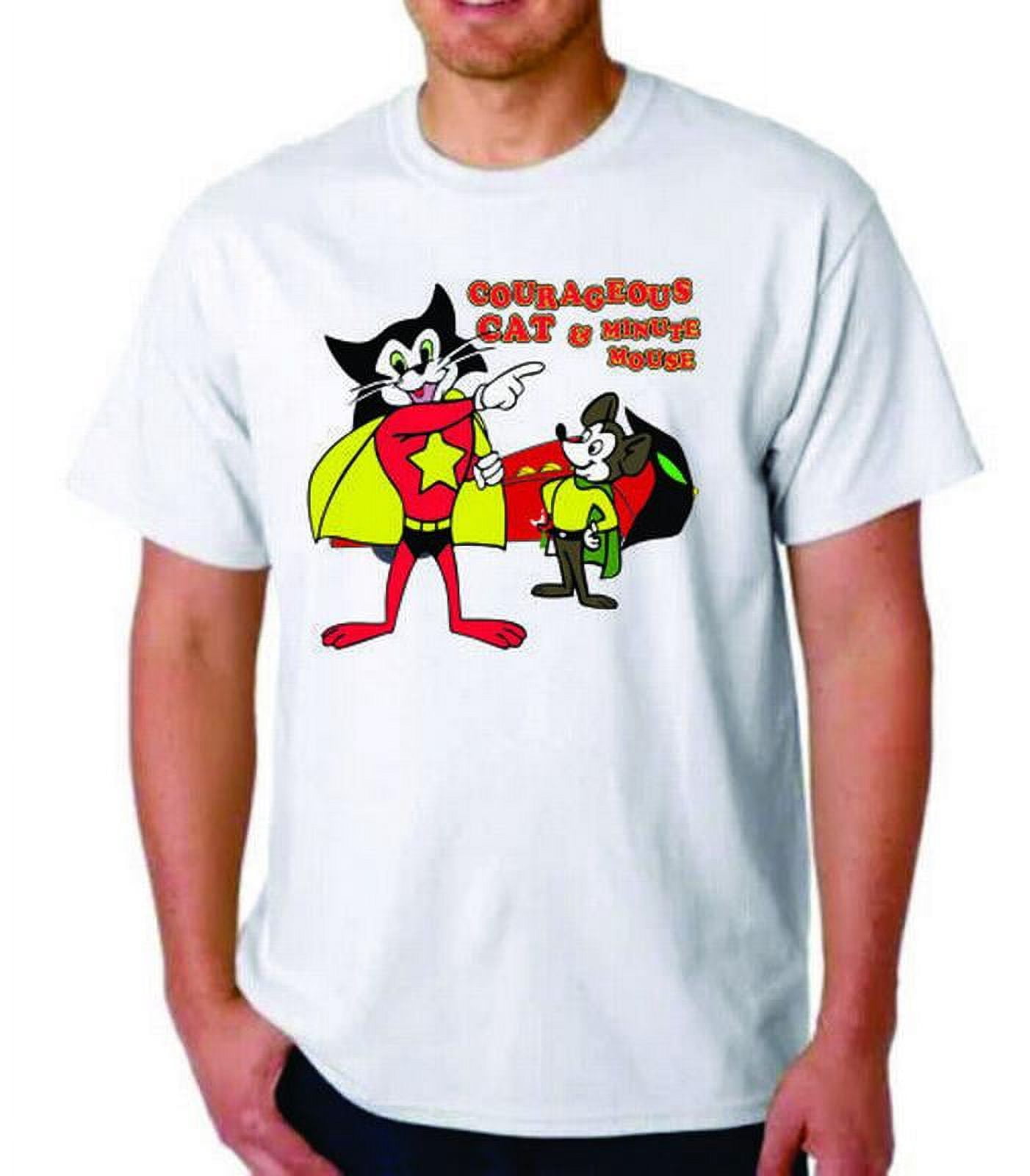 COURAGEOUS CAT & MINUTE MOUSE T-SHIRT CARTOON TEE CEREAL FANS UPA ...