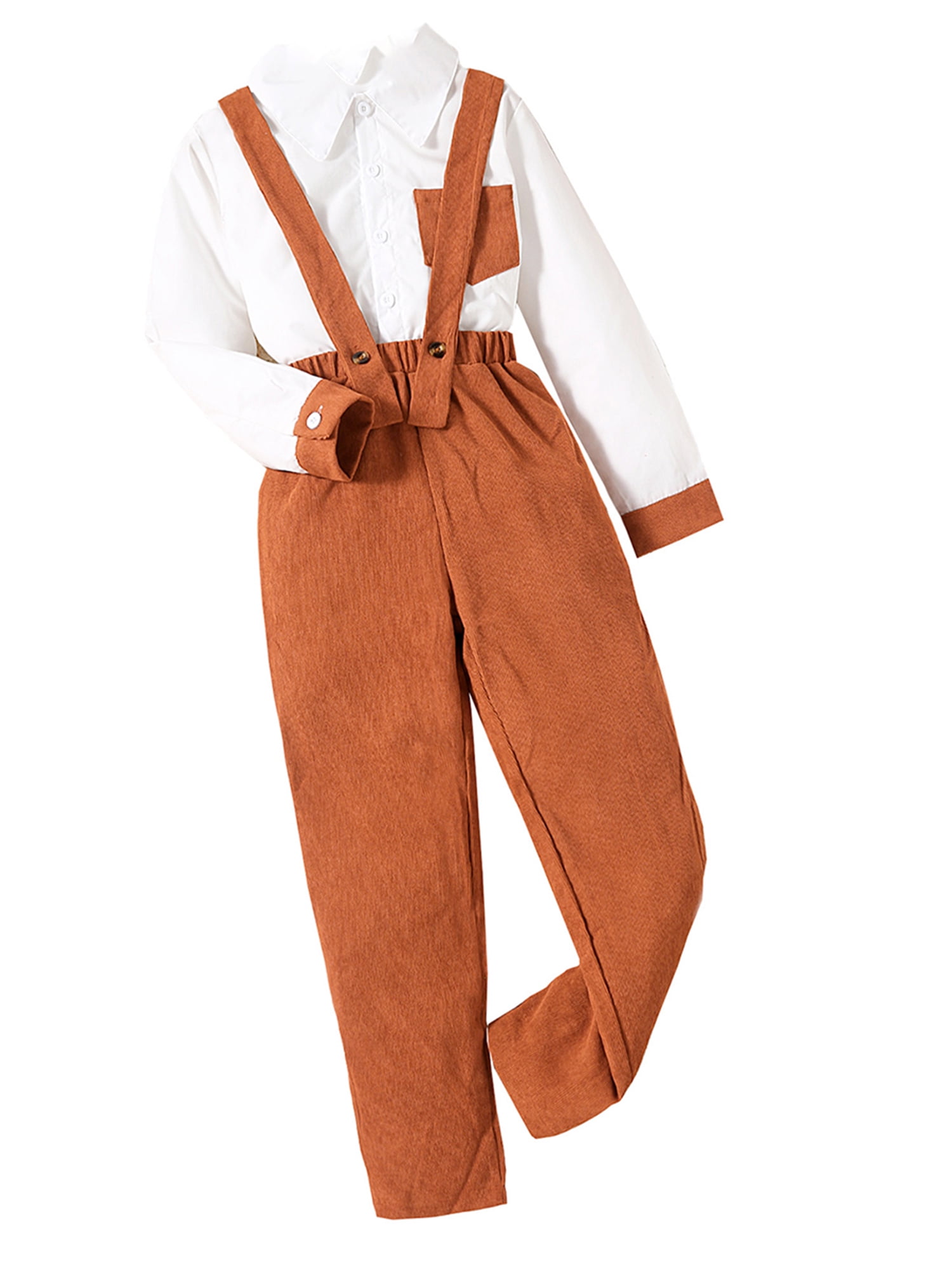 COUTEXYI Kids Boys 2Pcs Outfit, Long Sleeve Button-down Shirt with ...