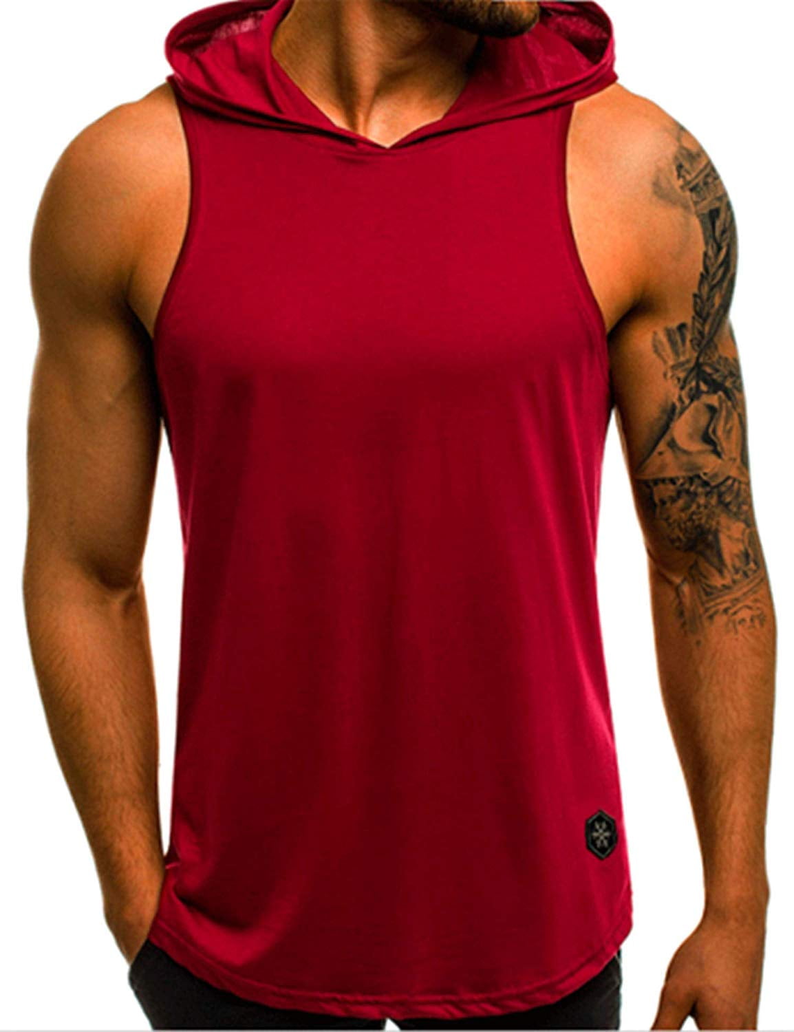 COUTEXYI USA Summer Mens Sleeveless Hoodie Muscle GYM Sweatshirt Hoody ...