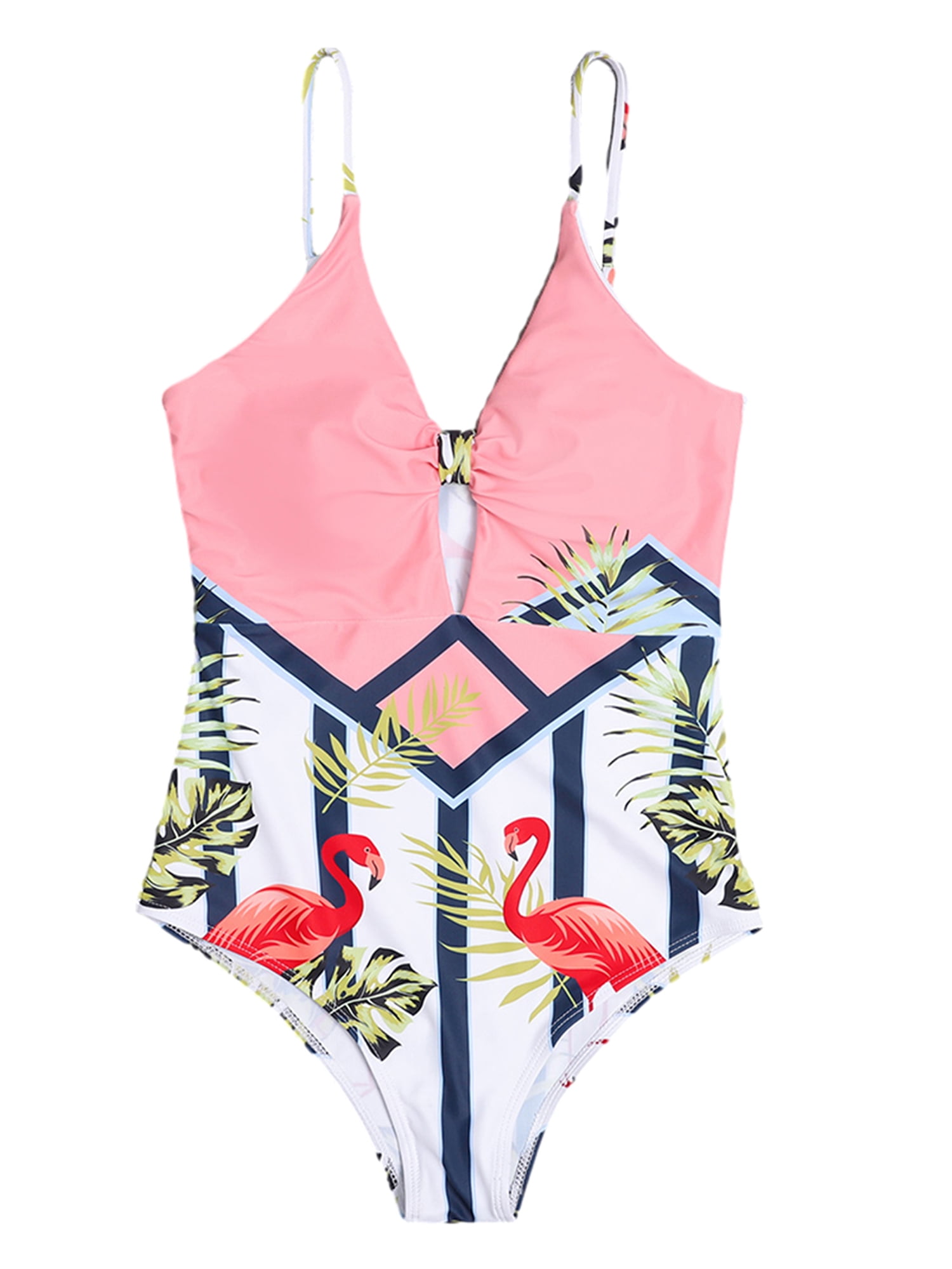 COUTEXYI Women One-piece Swimsuit, Animal Leaf Print Deep V-neck ...