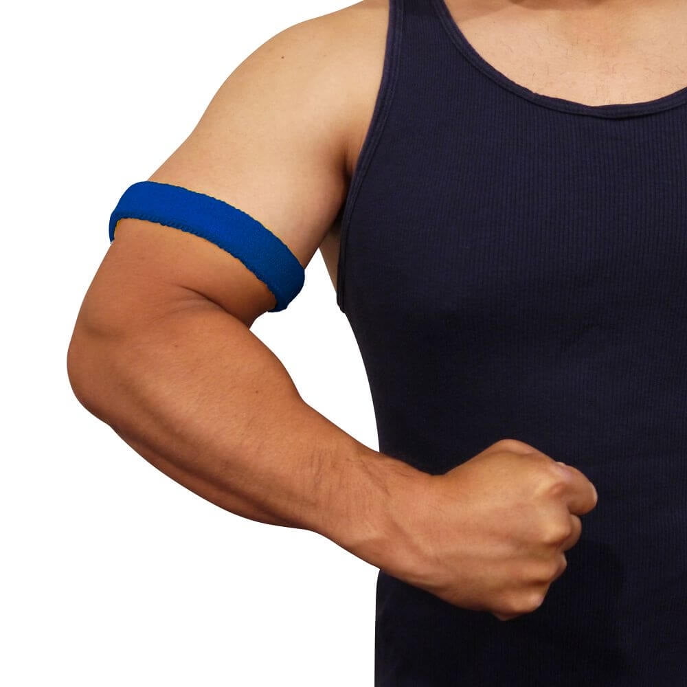 COUVER 1 inch Soft Cotton Terry Stretchable Bicep/Arm Band, Blue (1 ...
