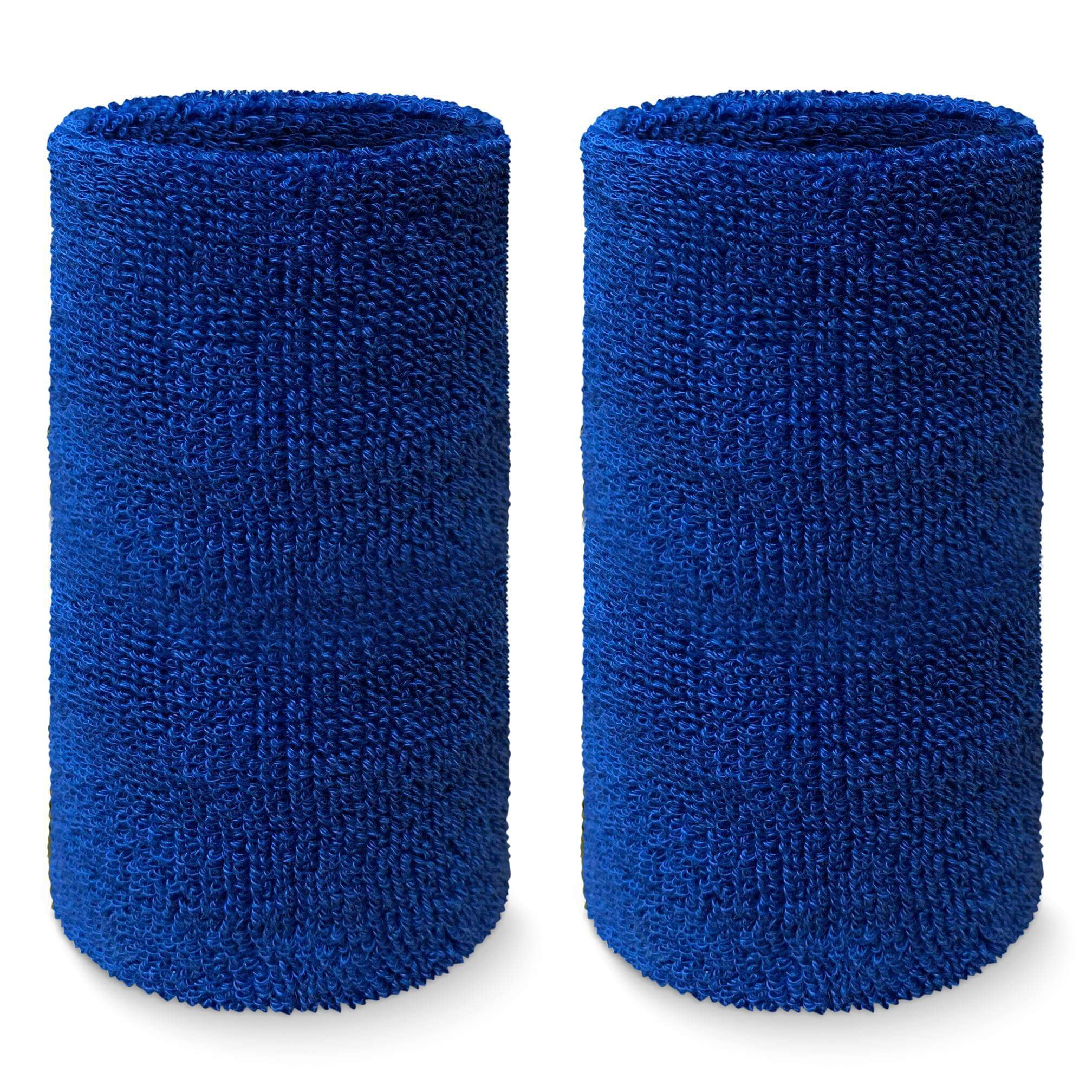 COUVER 6 inch Extra Long Thick Sports Wristband / Sweatband, BLUE (2 ...