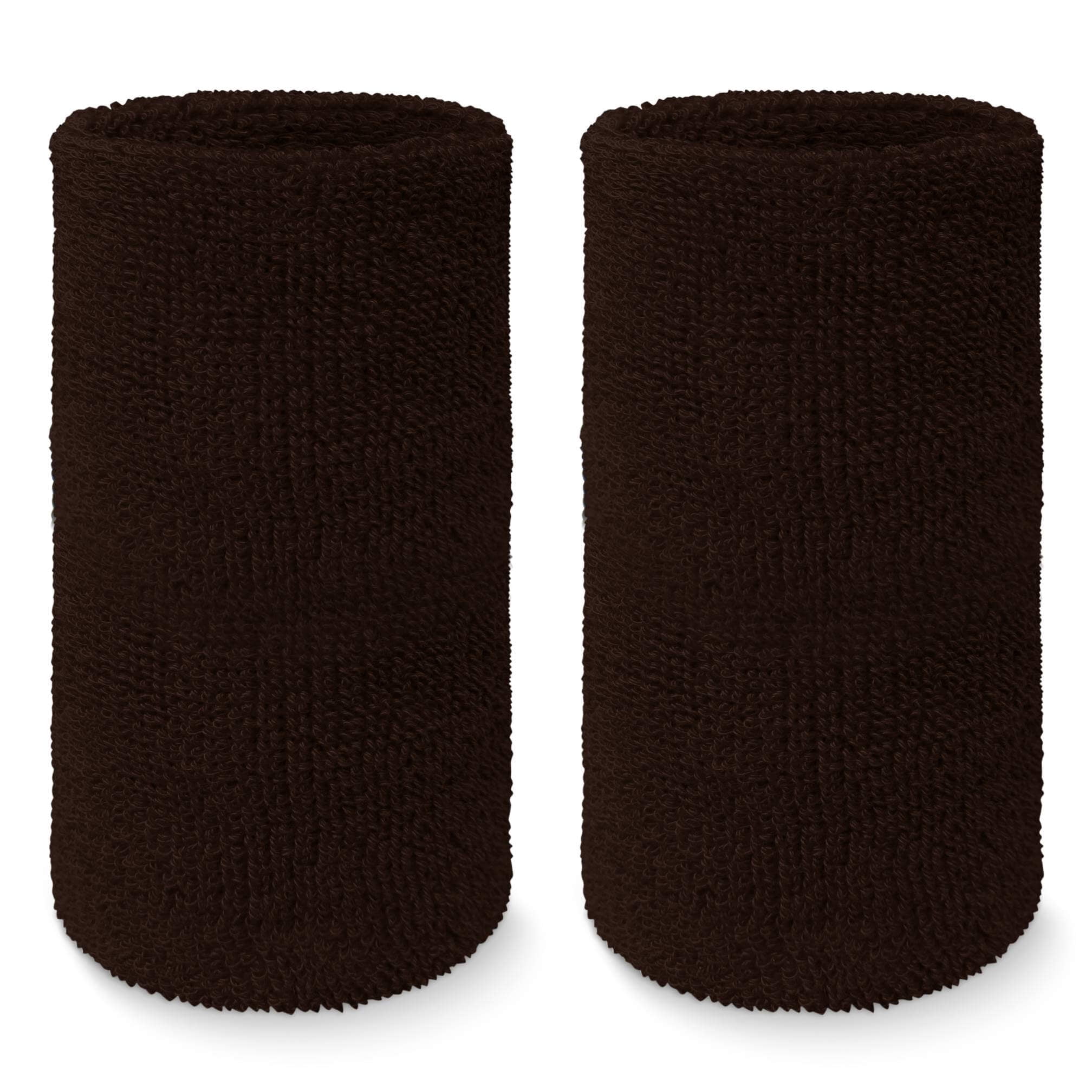 COUVER 6 inch Extra Long Thick Sports Wristband / Sweatband, DARK BROWN ...