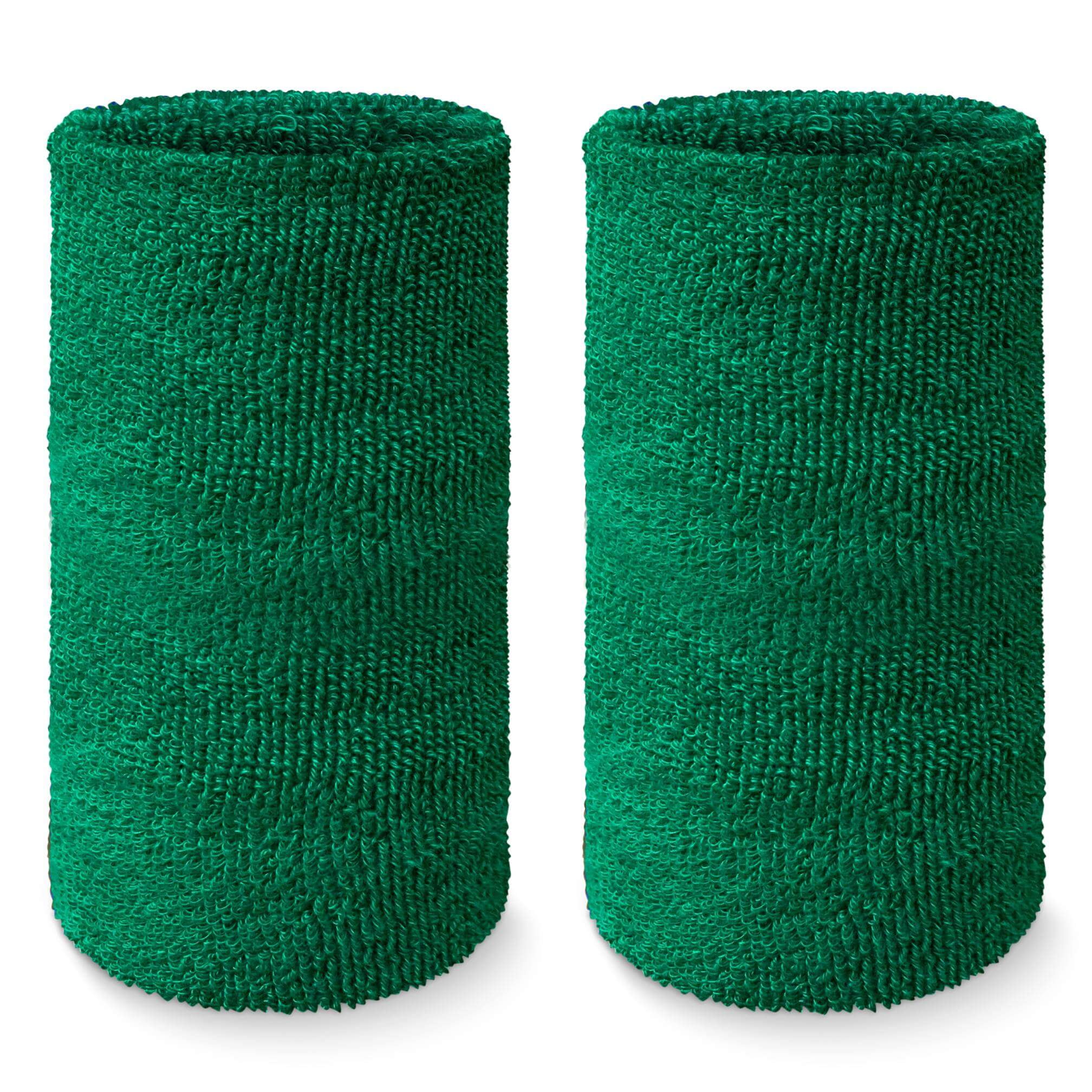 COUVER 6 inch Extra Long Thick Sports Wristband / Sweatband, GREEN (2 ...