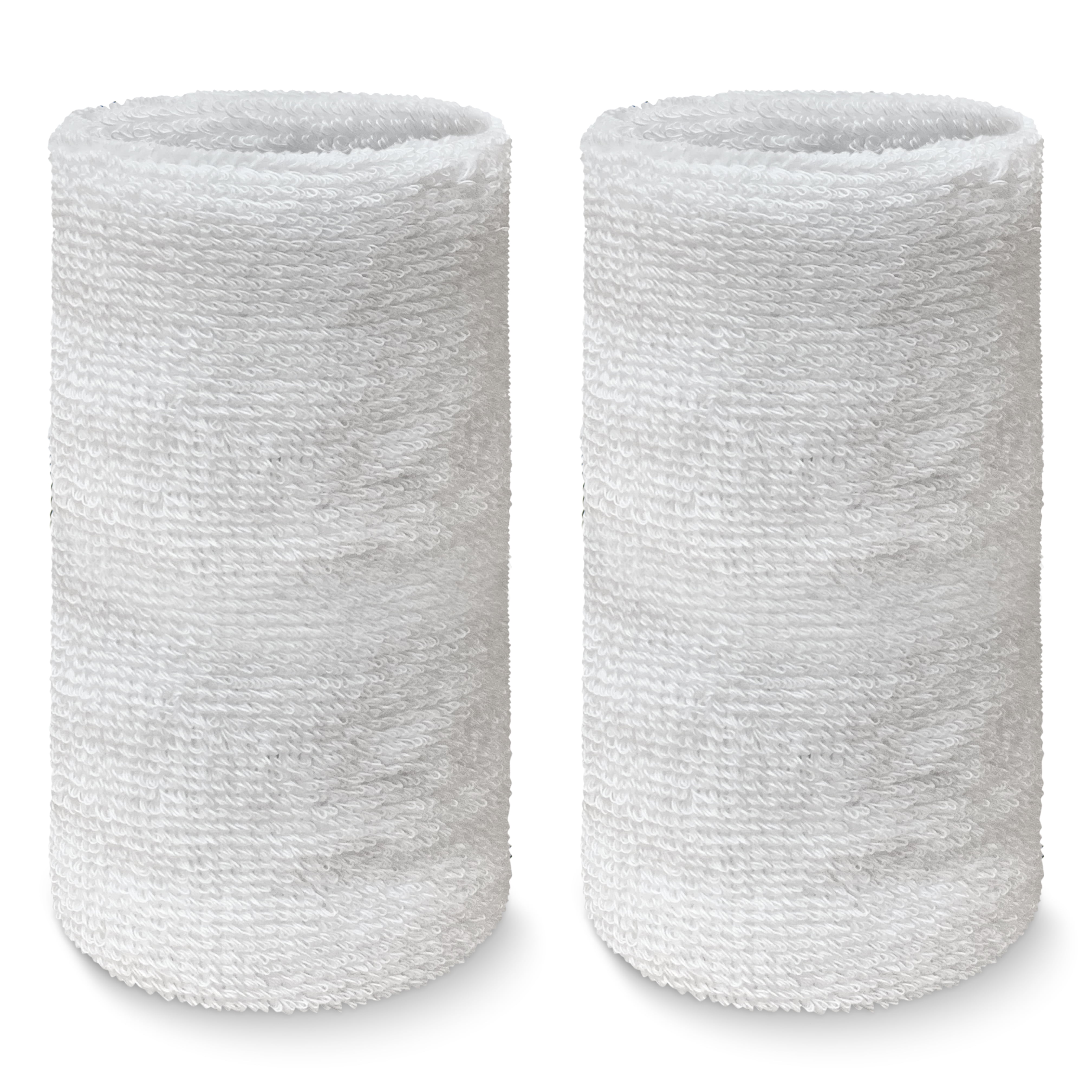 COUVER 6 inch Extra Long Thick Sports Wristband / Sweatband, WHITE (2 ...