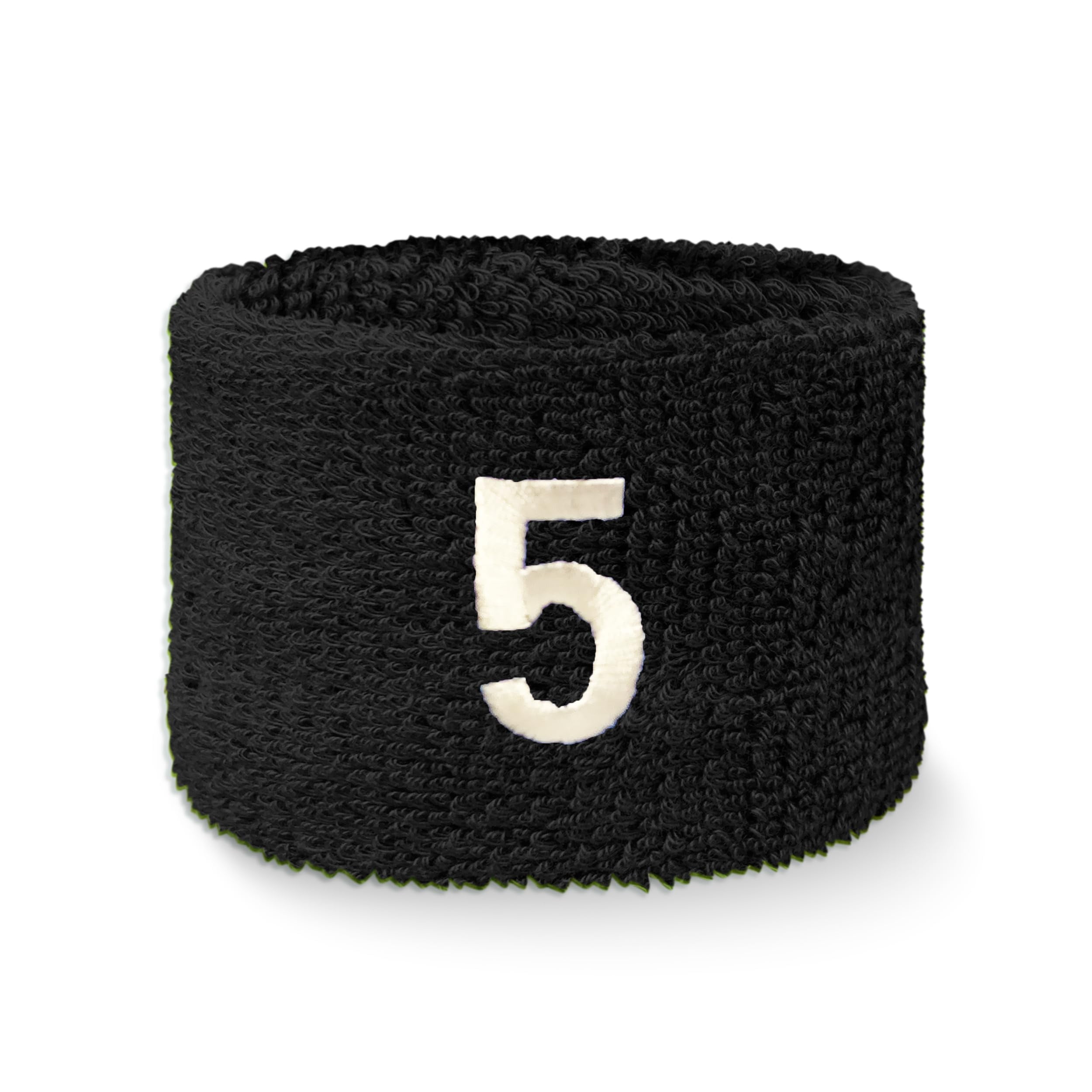 COUVER Basketball Star Black Wristband with White Number 5, 2.5 Inch, 1 ...