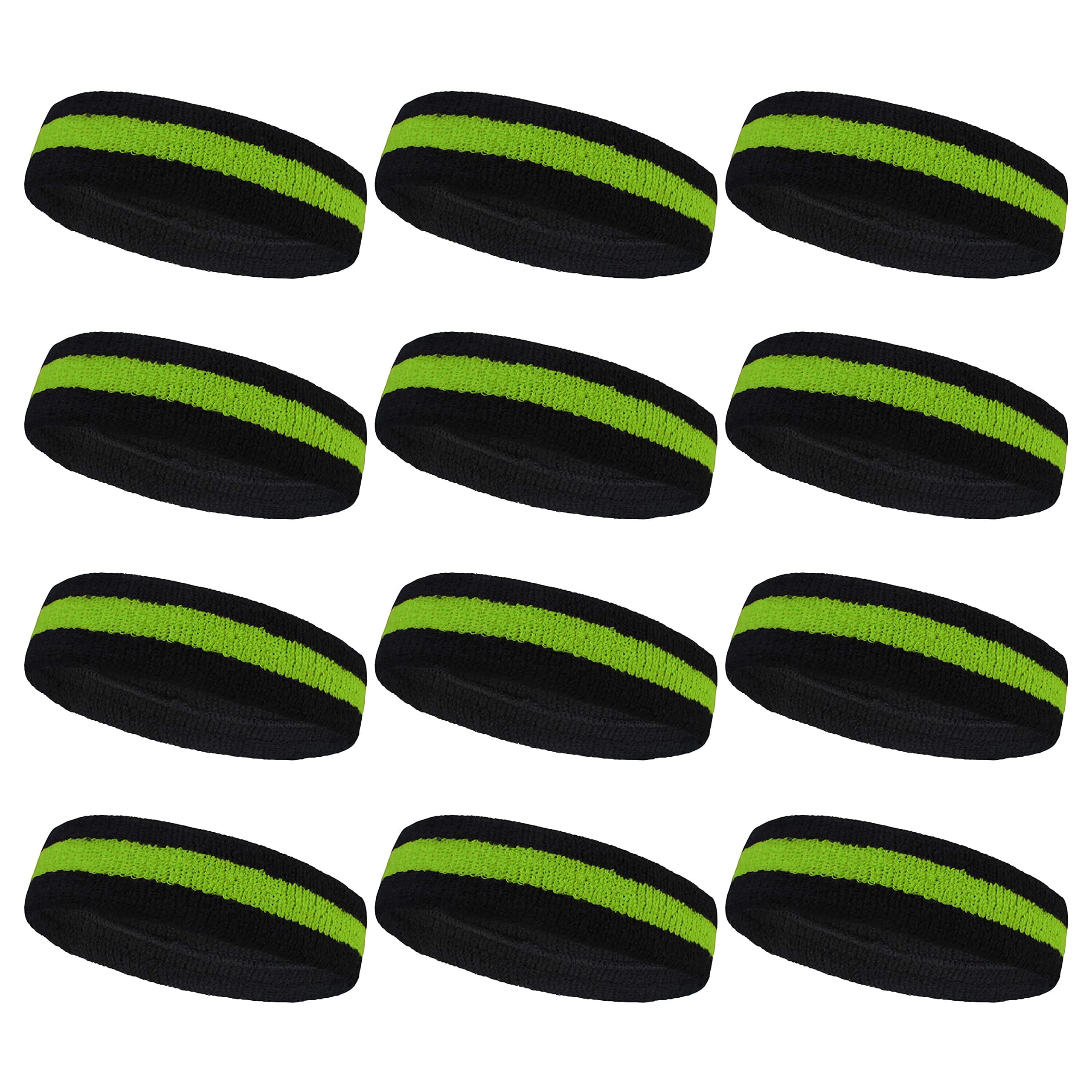 COUVER Black Striped Terry Cloth 2 Colors Sweat Headbands, 12PCS Bulk ...