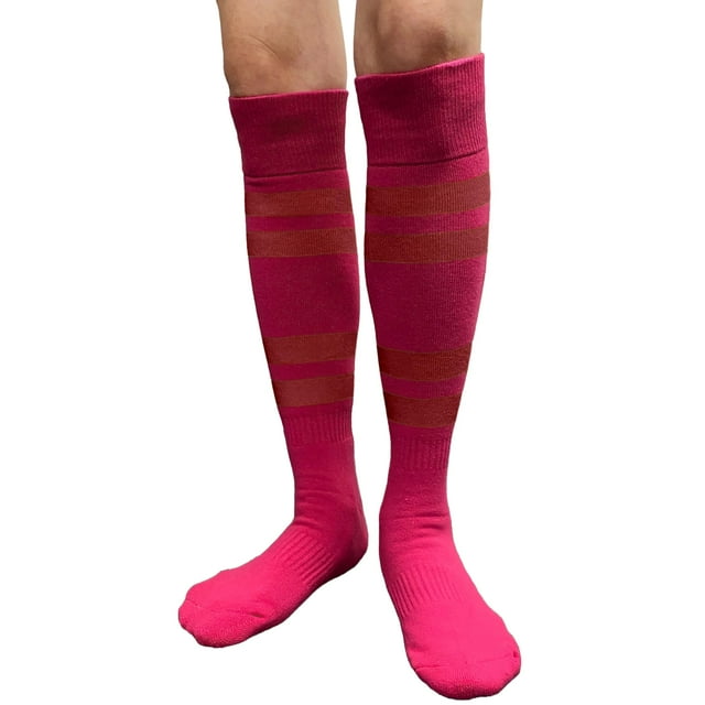 COUVER Pink Breast Cancer Awareness Sports Knee Socks, Striped, Hot ...