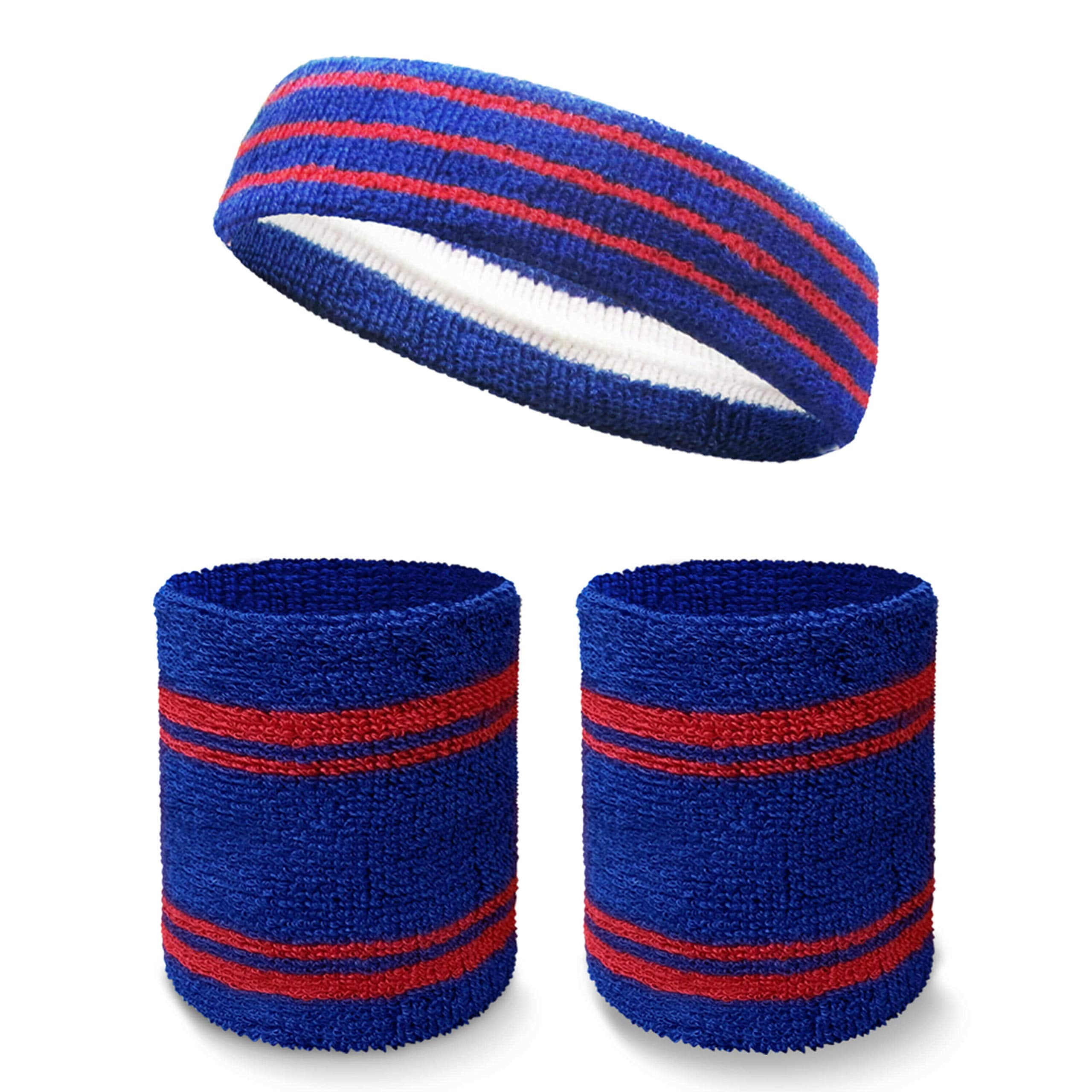 COUVER Premium Tennis Style Standard Size Sweatband Headband Wristbands ...