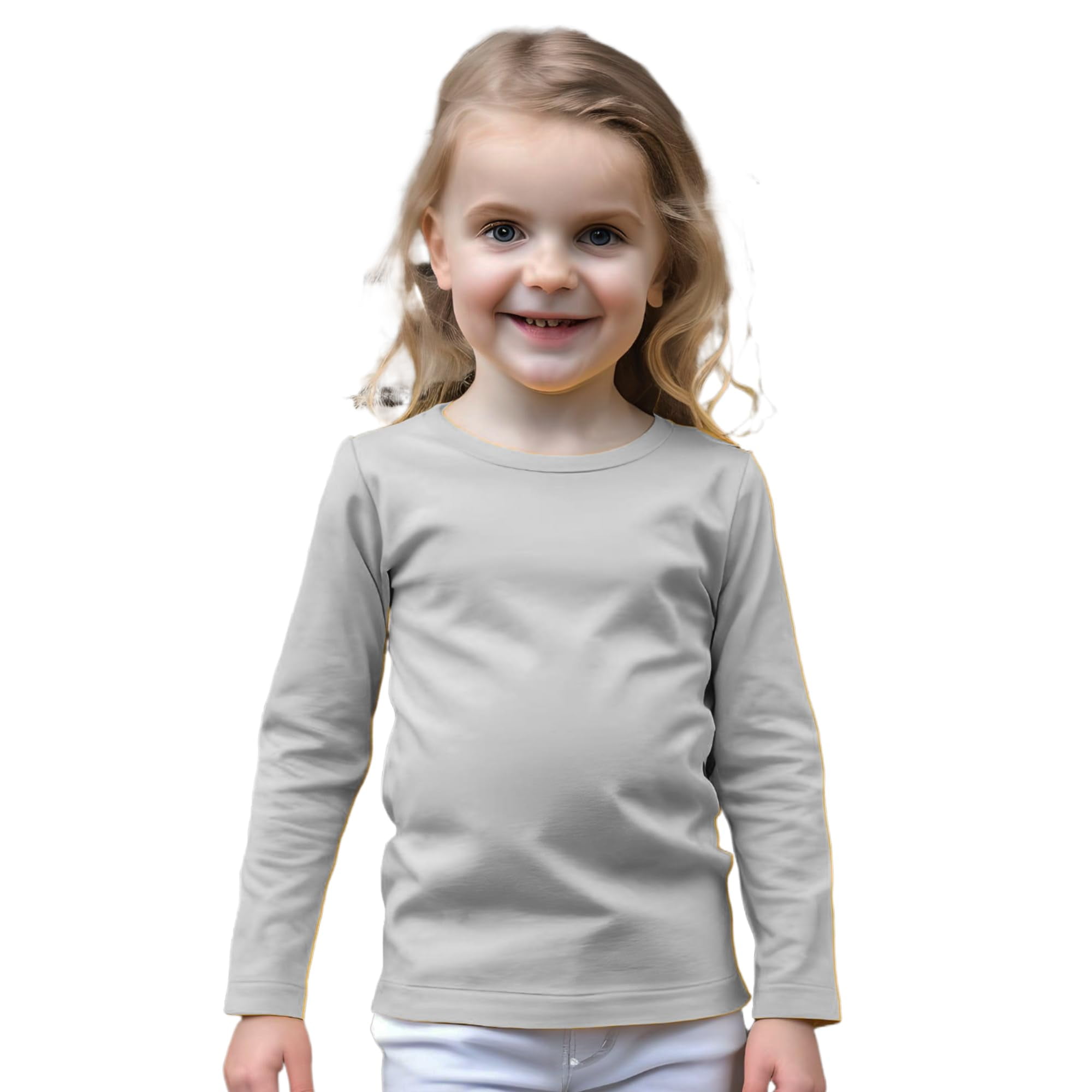 COUVER Unisex Soft Cotton Solid Color Long Sleeve Kids/Children's Crew ...