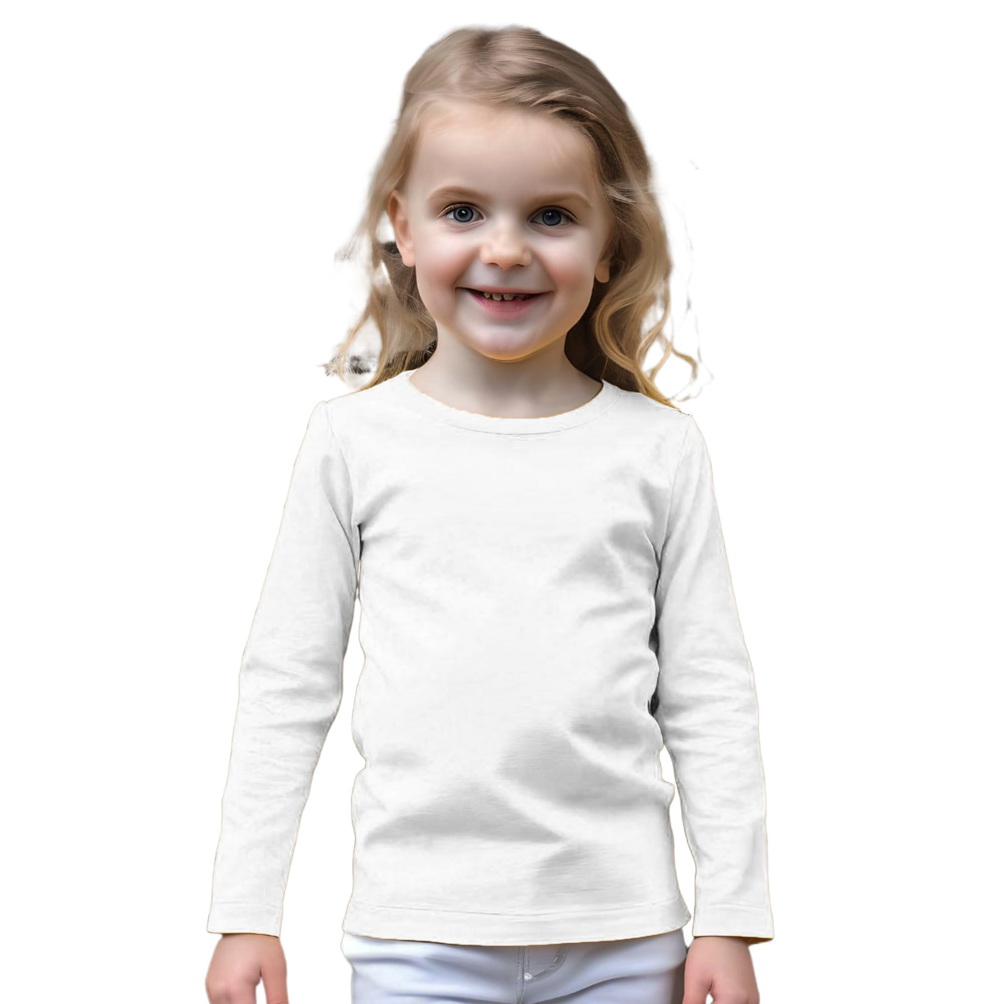 COUVER Unisex Soft Cotton Solid Color Long Sleeve Kids/Children's Crew ...