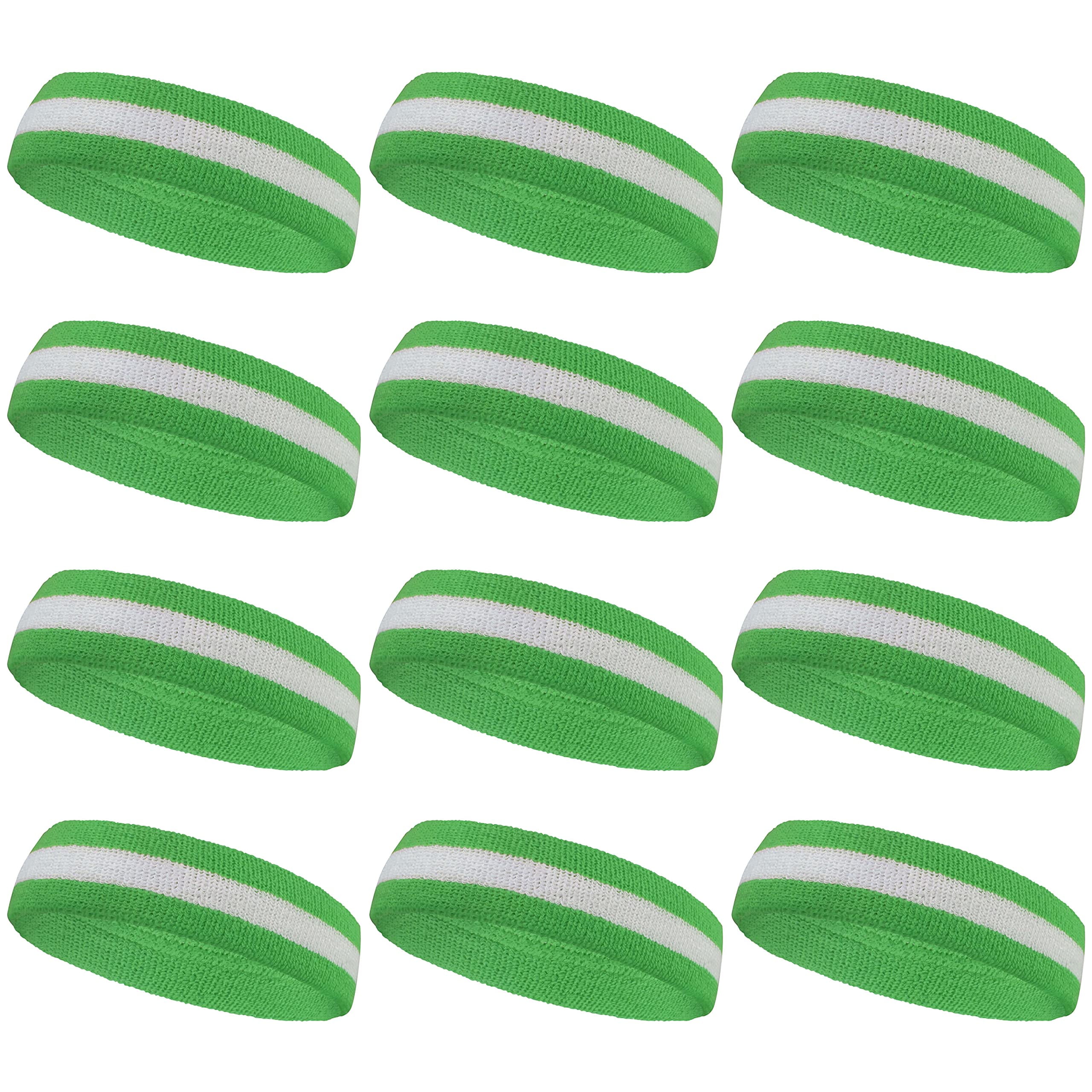 COUVER Sports White Striped Terry Cloth 2 Colors Head Sweatband, 12PCS ...