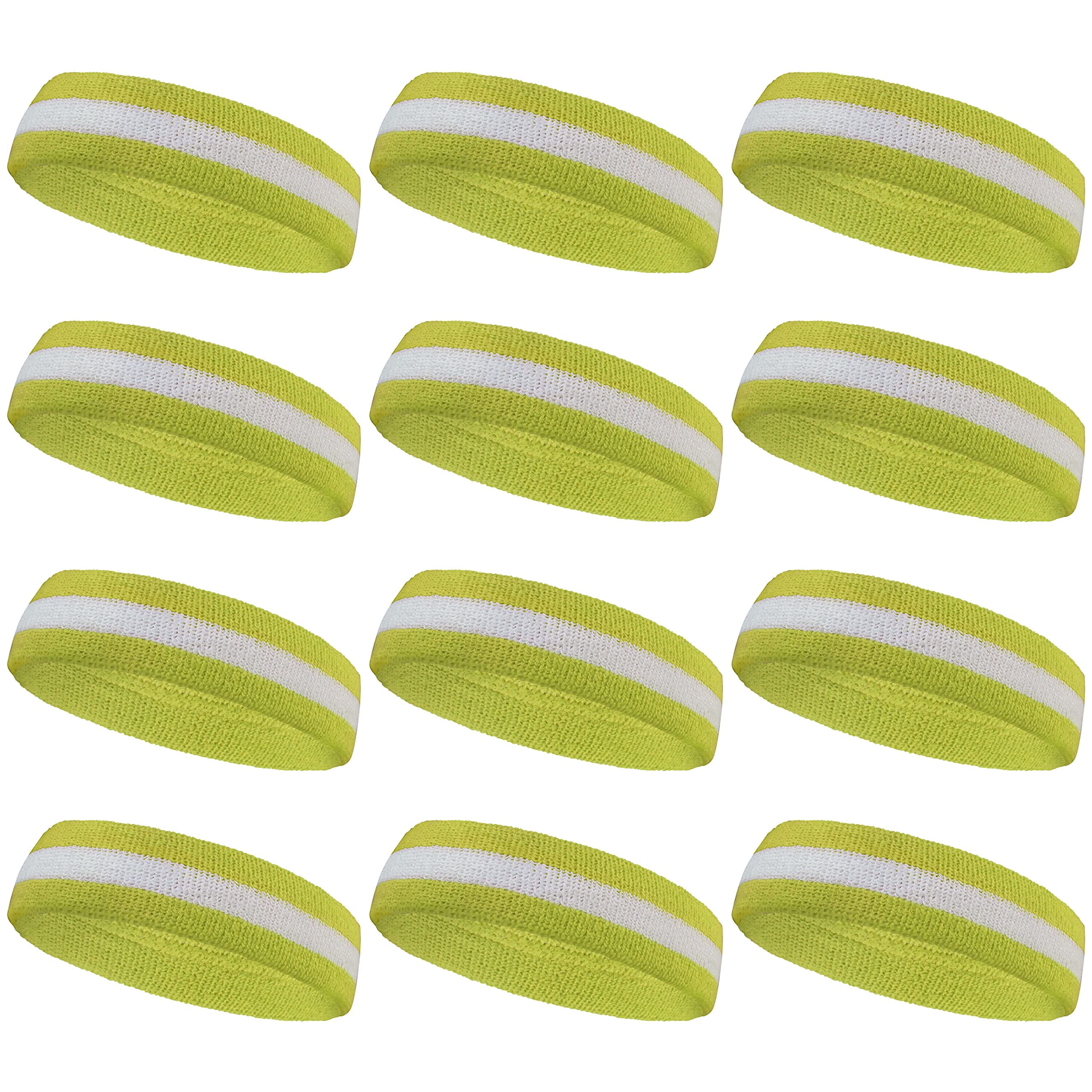 COUVER Sports White Striped Terry Cloth 2 Colors Head Sweatband, 12PCS ...