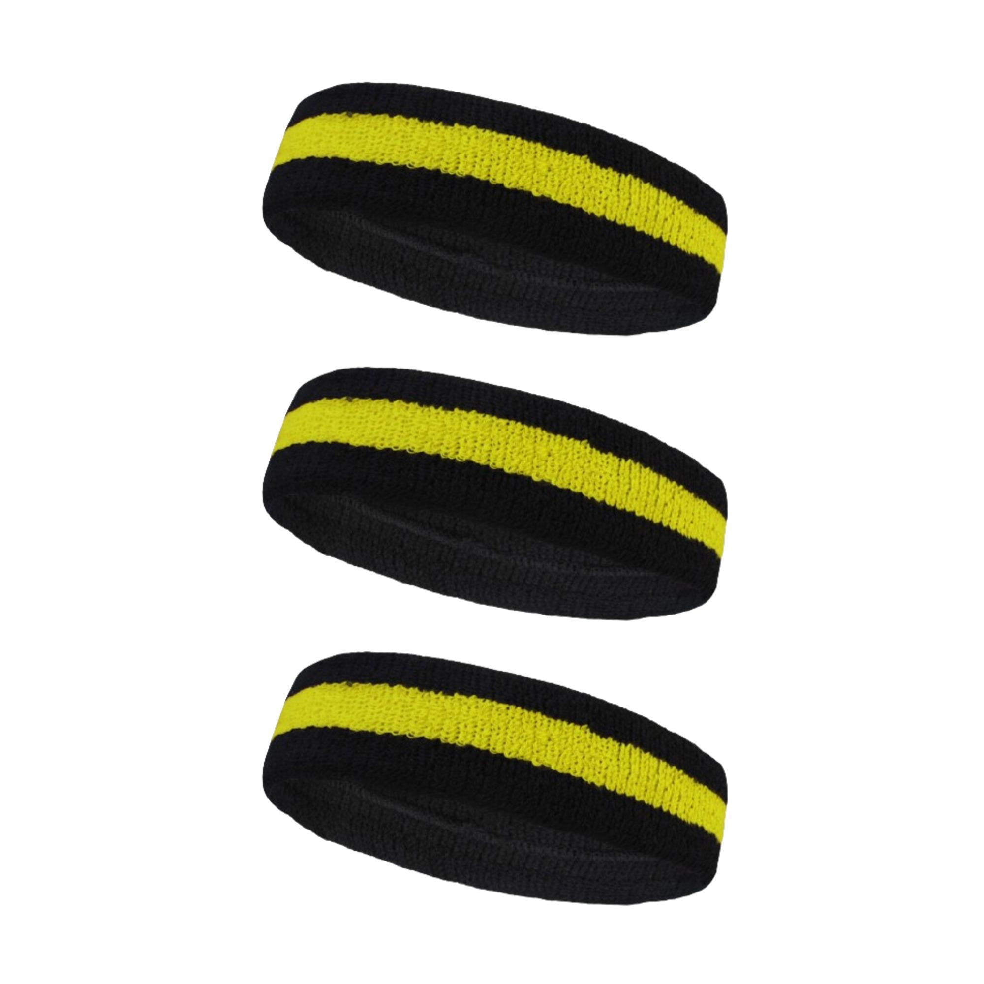 COUVER Unisex Two Color Striped Sports Head Sweatband Bright Yellow ...
