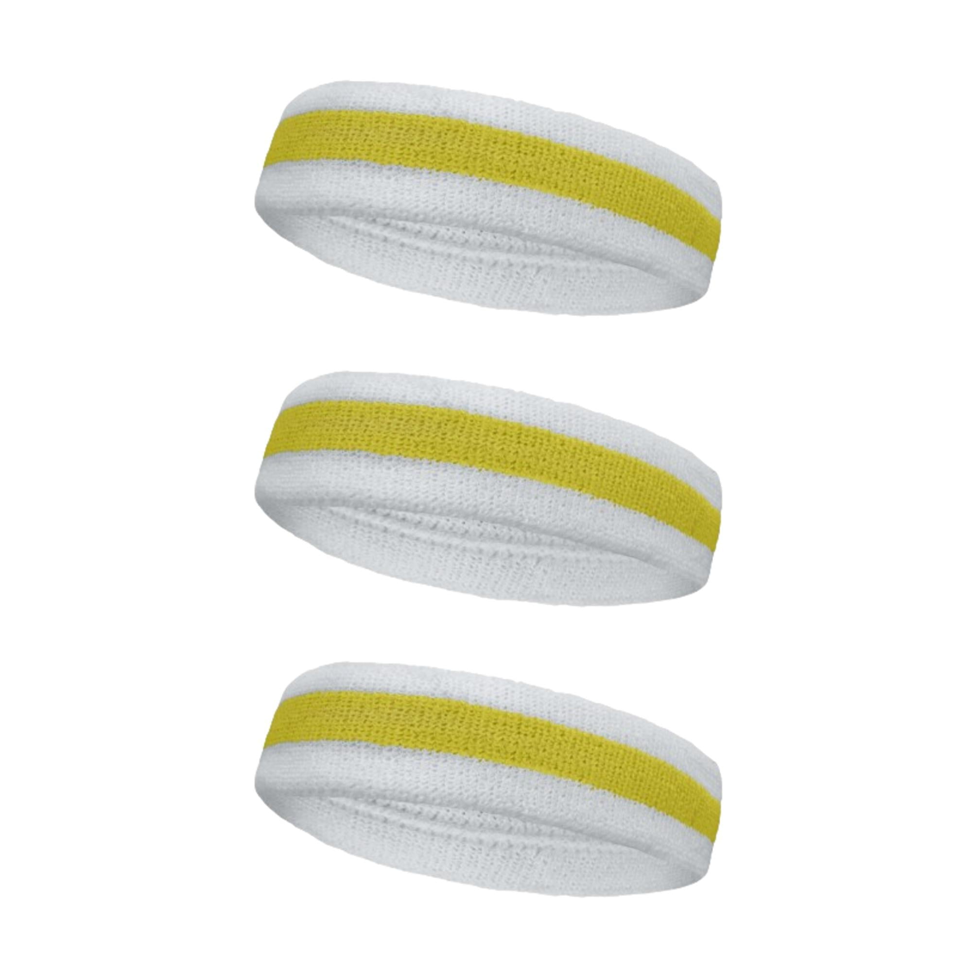 COUVER Unisex Two Color Striped Sports Head Sweatband Yellow 3 Pack ...