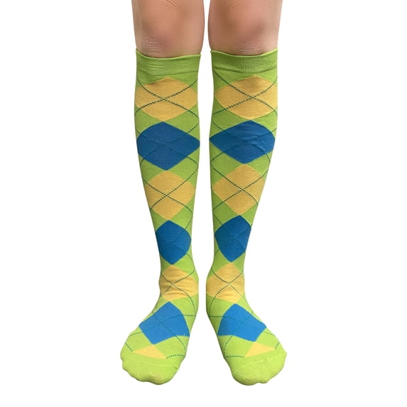 COUVER Women's Colorful Argyle Fashion Knee High Socks - Lime Green ...