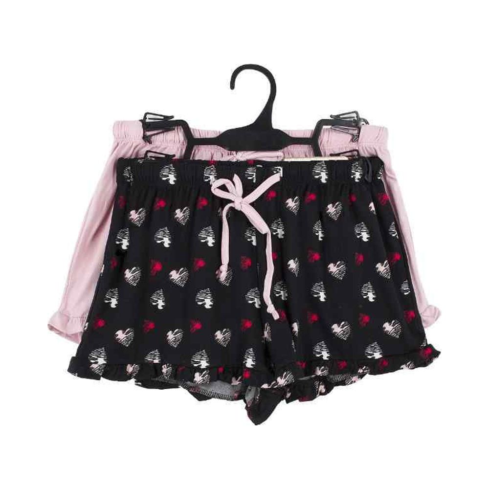 COUVER Women's Nylon Ruffle Hem Pajama Shorts 2pack Bottom, Heart ...