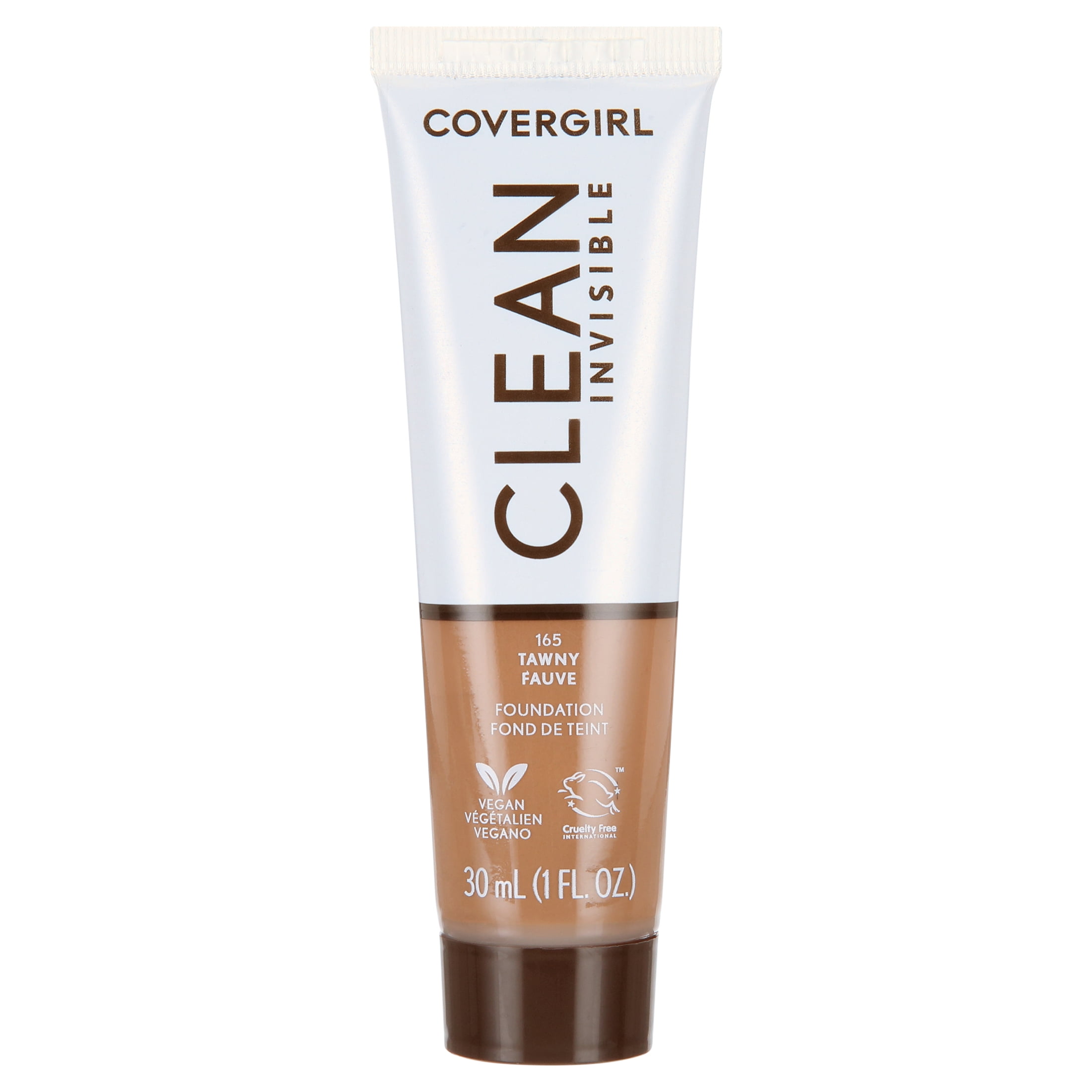 COVERGIRL Clean Invisible Liquid Foundation, 165 Tawny, 1.0 fl oz ...