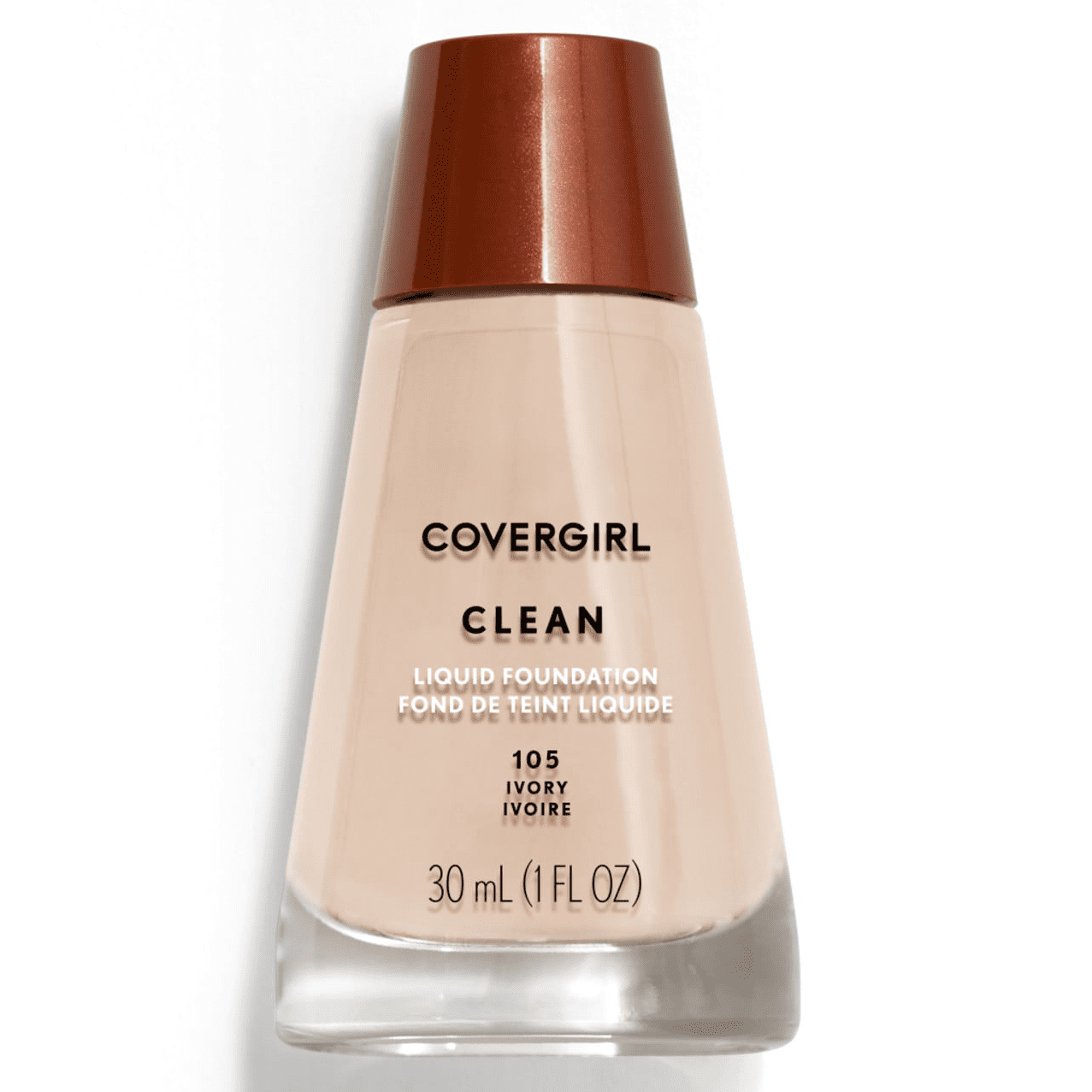 COVERGIRL Clean Liquid Makeup Foundation, 105 Ivory, 1 fl oz, Hydrating ...