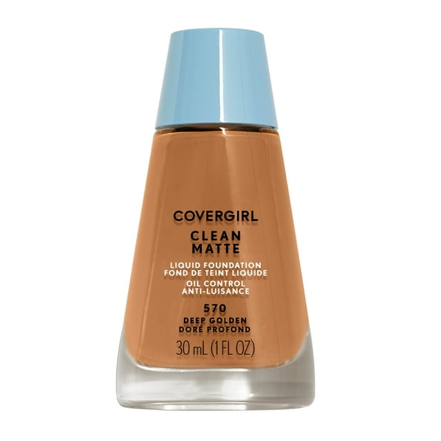 COVERGIRL Clean Matte Liquid Foundation, 570 Deep Golden, 1 fl oz ...