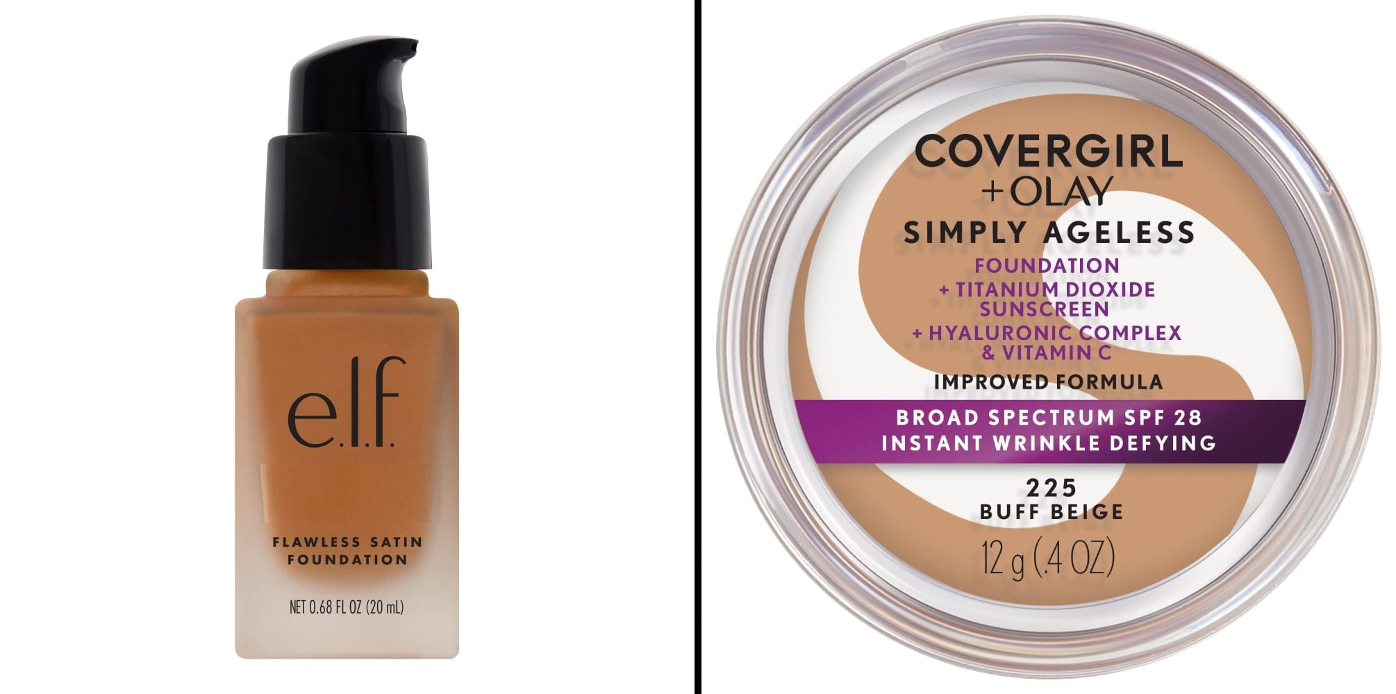 COVERGIRL Foundation, Buff Beige, 0.44 Fl Oz & e.l.f. Flawless Caramel ...