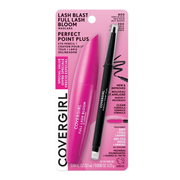 COVERGIRL Lash Blast Full Lash Bloom Mascara + Perfect Point Plus Eyeliner Pack, 800 Very Black ...