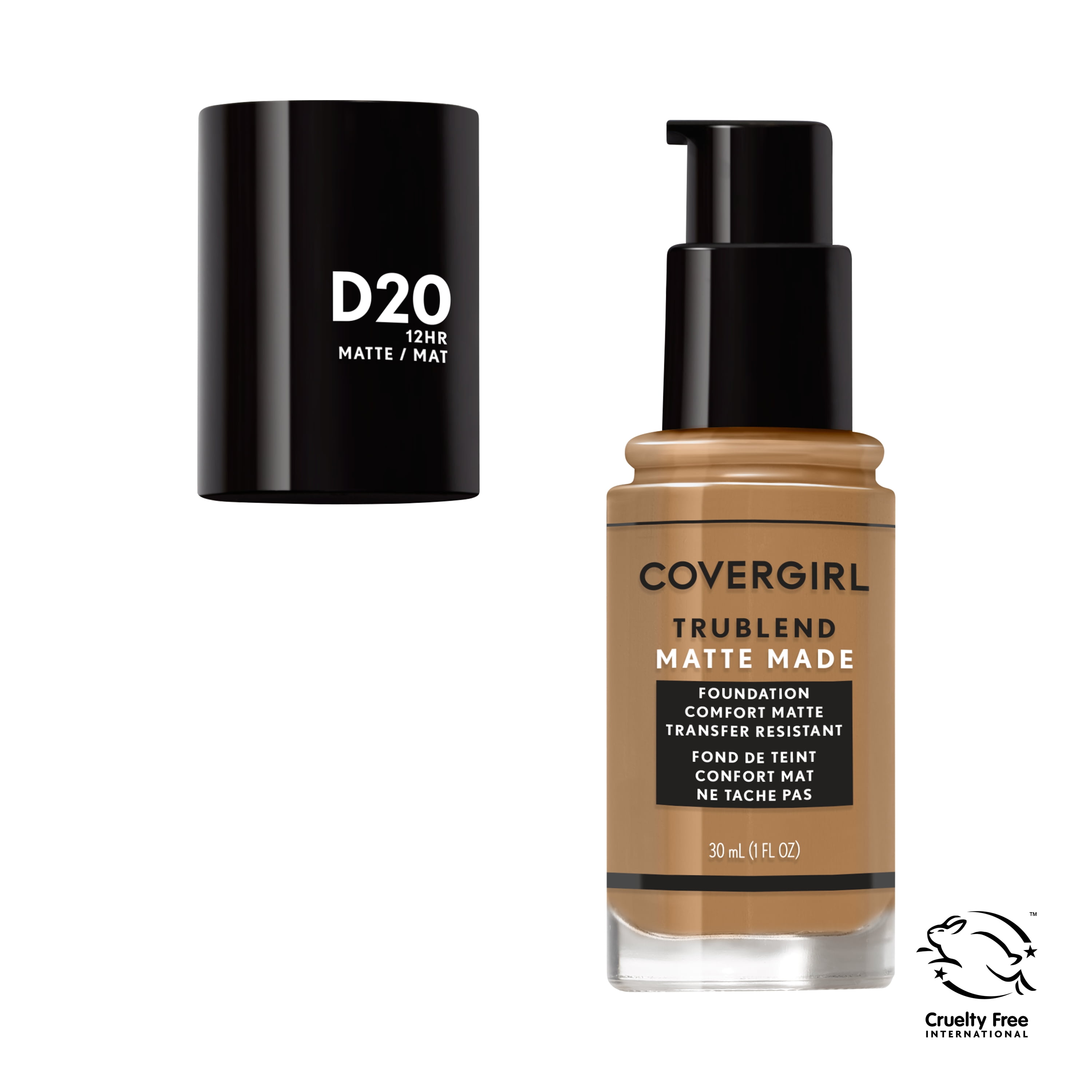 COVERGIRL TruBlend Matte Made Liquid Foundation, D20 True Caramel, 1 oz ...