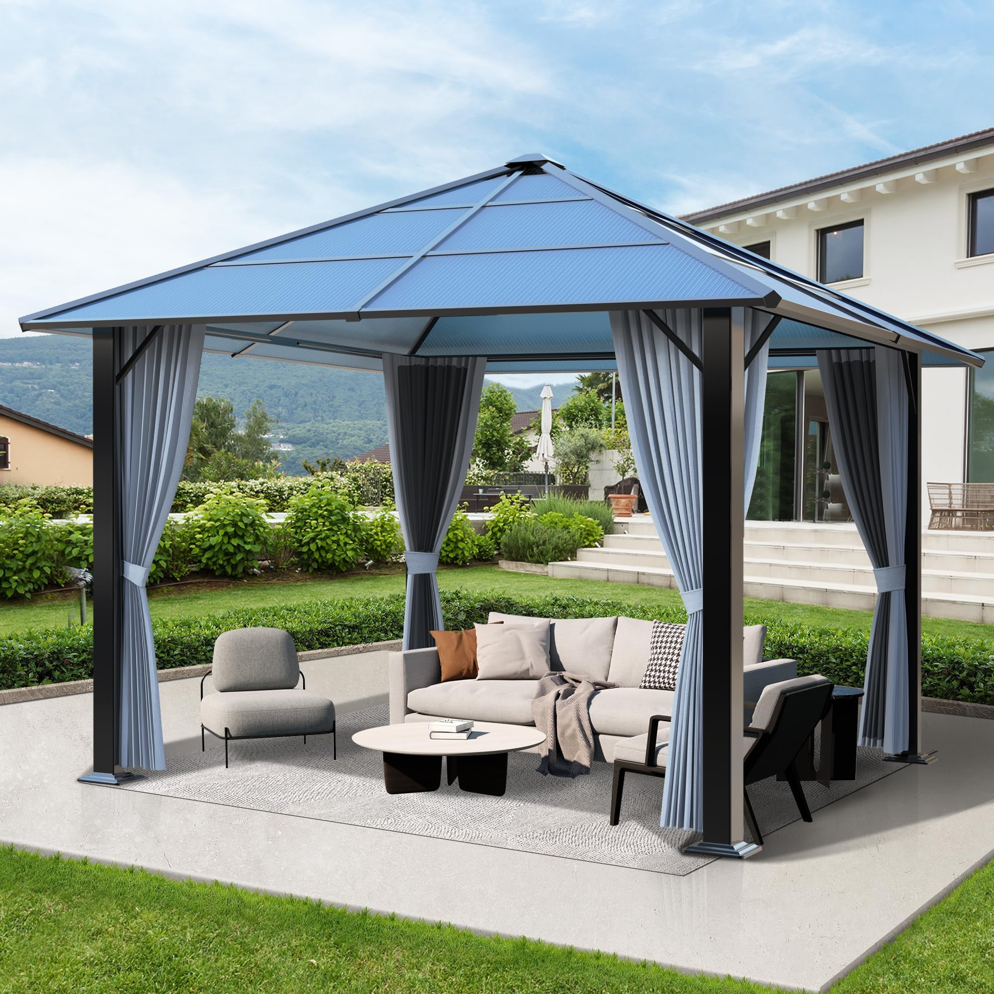 COVERONICS 10'x10' Hardtop Gazebo, Waterproof Steel Frame Pavilion with ...