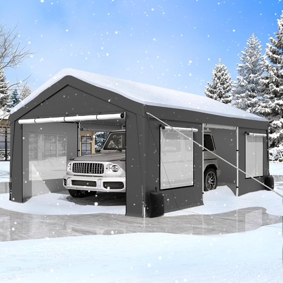 COVERONICS 12' x 20' Heavy Duty Carport Tent - Portable Outdoor Car ...
