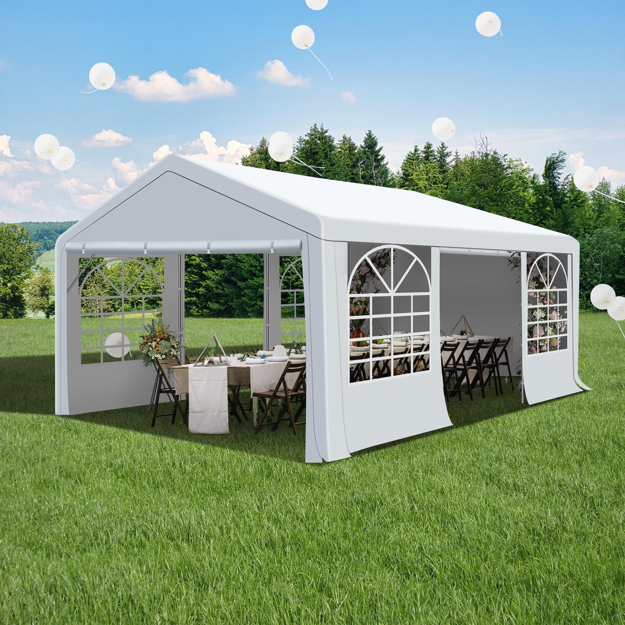 COVERONICS 13x20FT Patio Party Tent with Windows - Heavy Duty Wedding ...