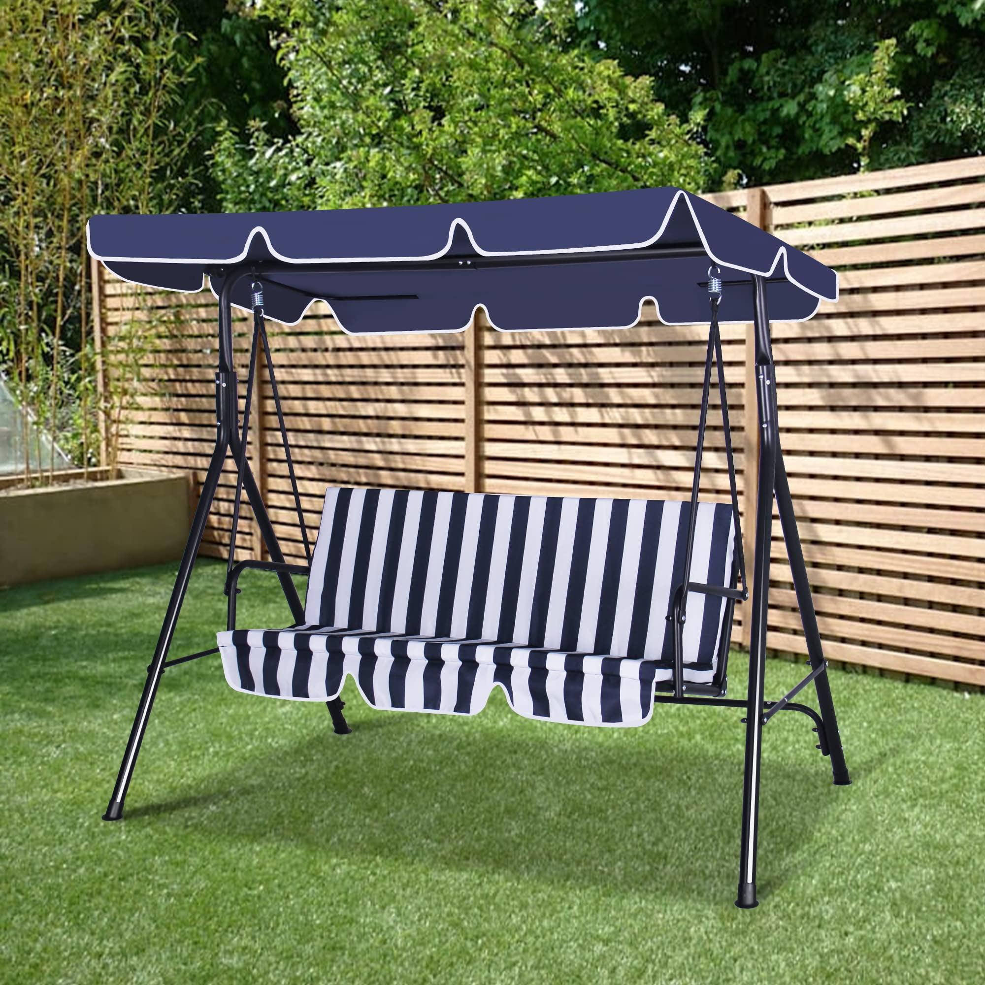 COVERONICS 3 Seat Porch Swing Canopy Metal - Outdoor Porch Swing with ...