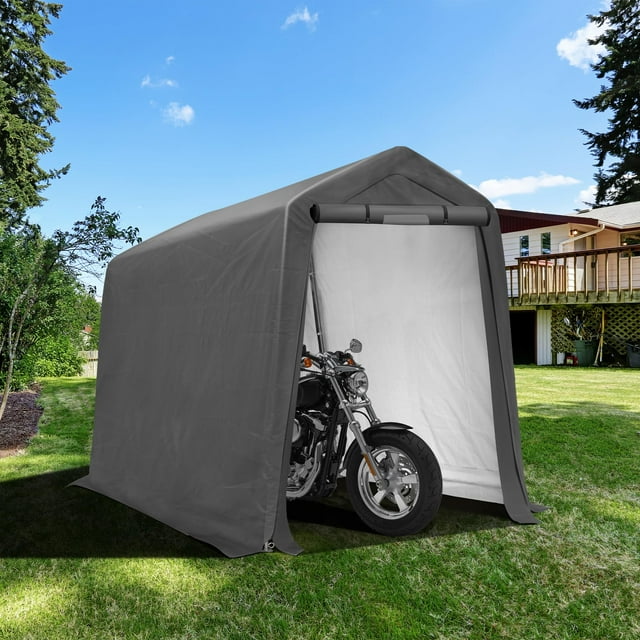 COVERONICS Garage Metal Tarp, 6' x 7' Heavy Duty Storage Shed with ...