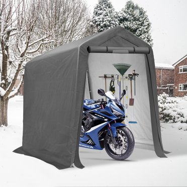 Outdoor Storage Shed, 7x12ft Portable Shed with 2 Roll Up Zipper Doors ...
