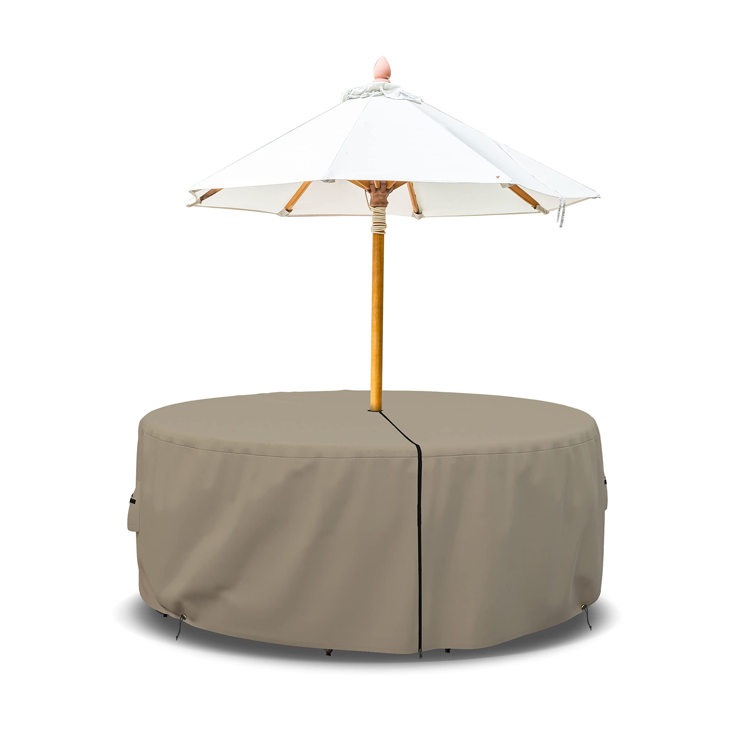 COVERS&ALL Patio Round Table and Chair Set Cover with Umbrella Hole ...